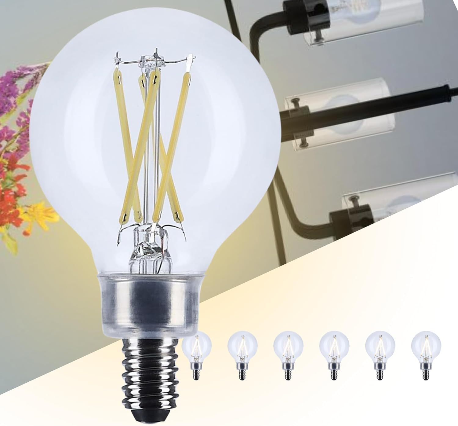 Satco S12472 LED G16.5 Globe Light Bulbs 4W 120V 3500K E12 Candelabra ...