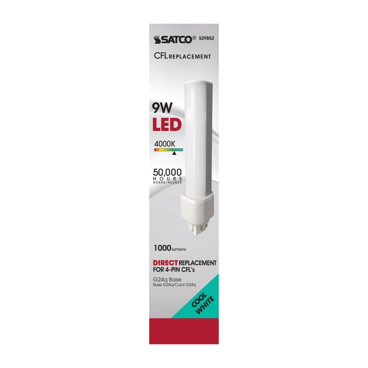 Satco S29852 PL LED Light Bulbs 4000K 1100L G24q 4-Pin Base Frosted (10 ...