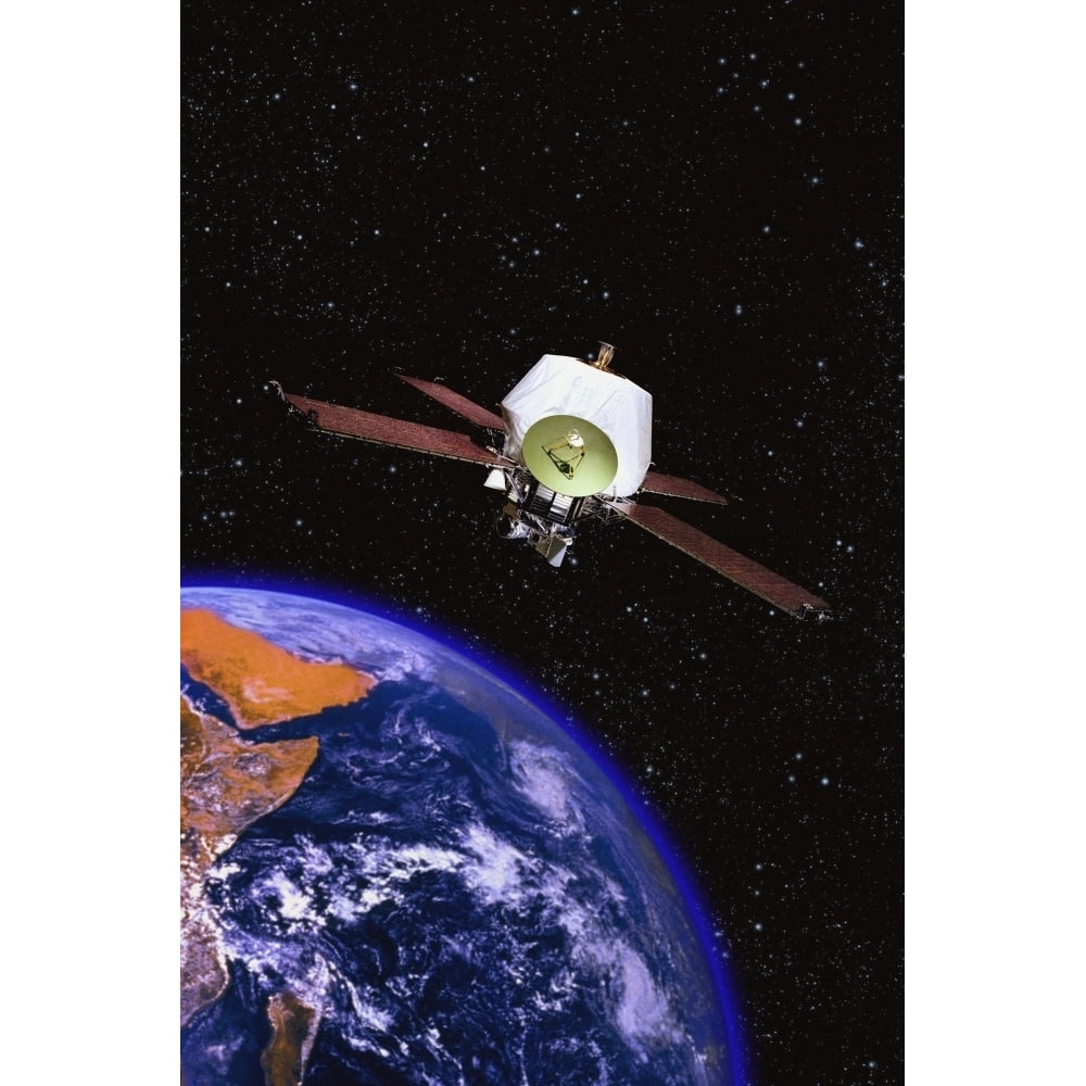 Satellite Orbiting The Earth Poster Print - Walmart.com