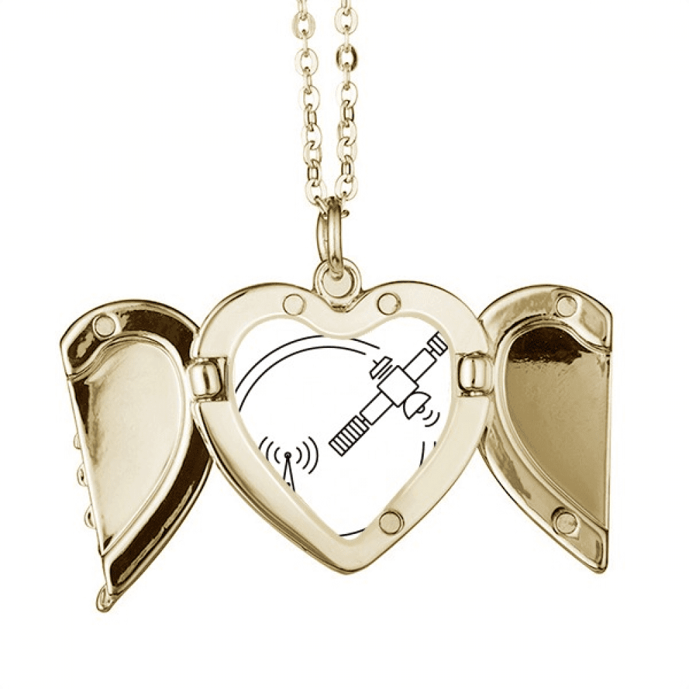 Satellite Signals Around Receiving Folded Wings Peach Heart Pendant ...