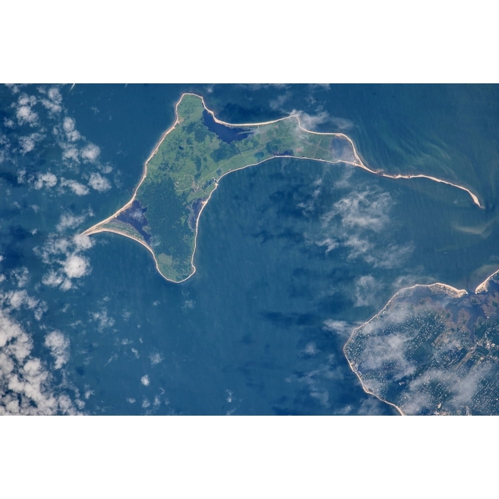 Satellite view of Gardiners island in Gardiners Bay East Hampton York ...
