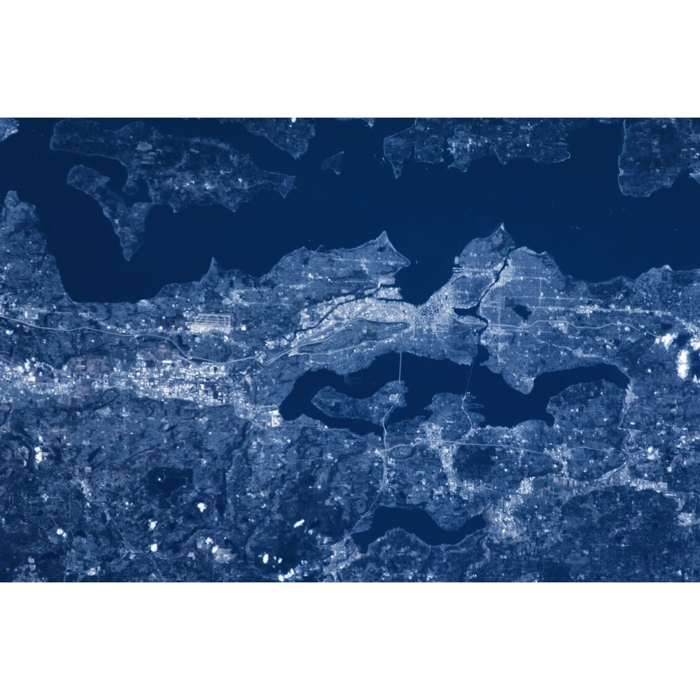 Satellite view of Seattle and surrounding areas Washington State USA ...