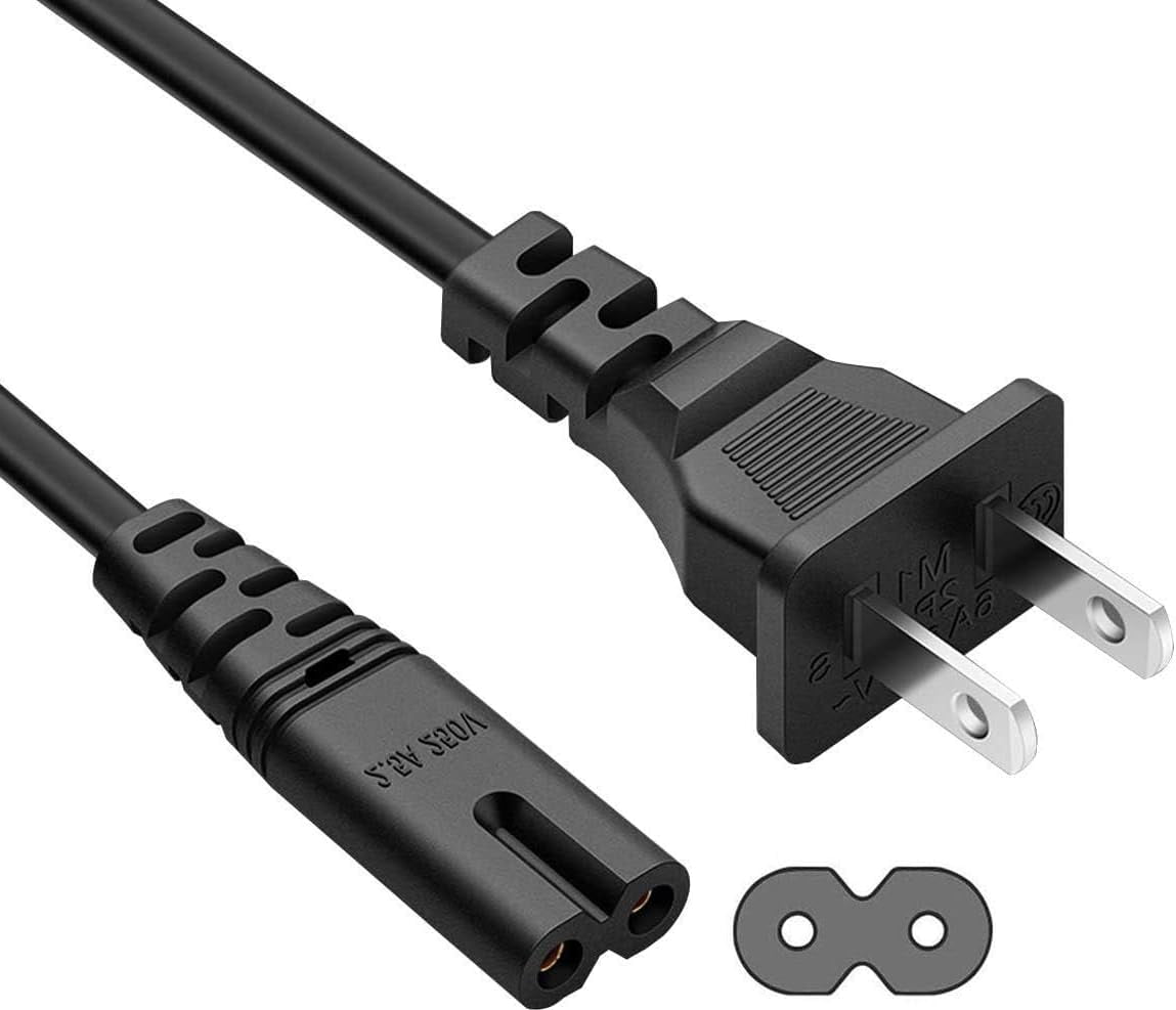 SatelliteSale 2-Prong AC Universal Power Cable, 18AWG, Round Connector ...