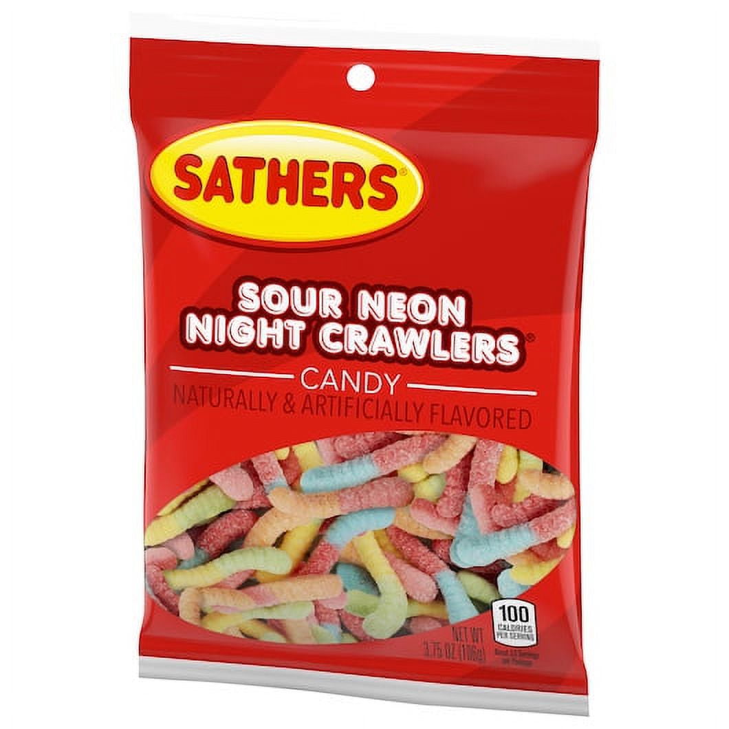 Sathers Sour Neon Night Crawlers Candy, 12 Count, 3.75 oz Each ...