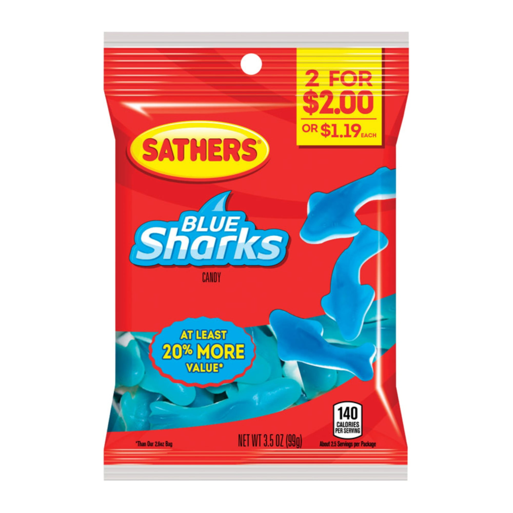 Sathers Blue Sharks Fruity Gummi Candy 3-1/2 oz - Walmart.com