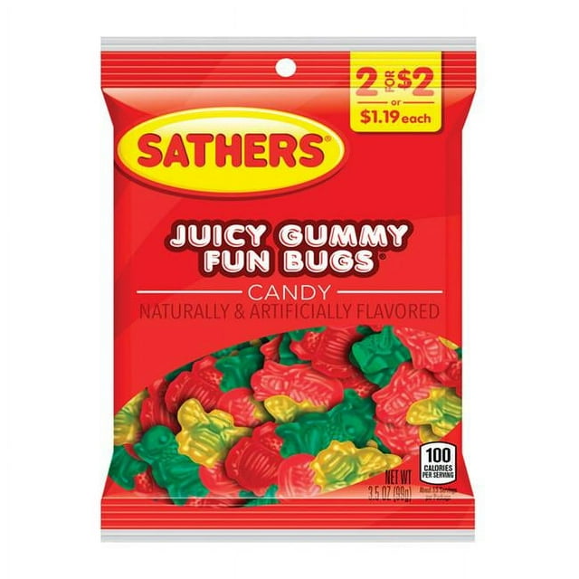 Sathers Juicy Gummy Fun Bugs Fruit Candy, 3.5 oz - Case of 12 - Walmart.com