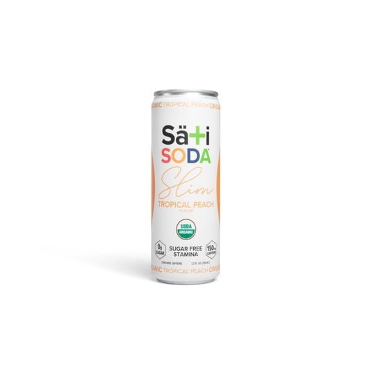 Sati Soda Slim Stamina Soda, Tropical Peach, Organic-12 floz - Walmart.com