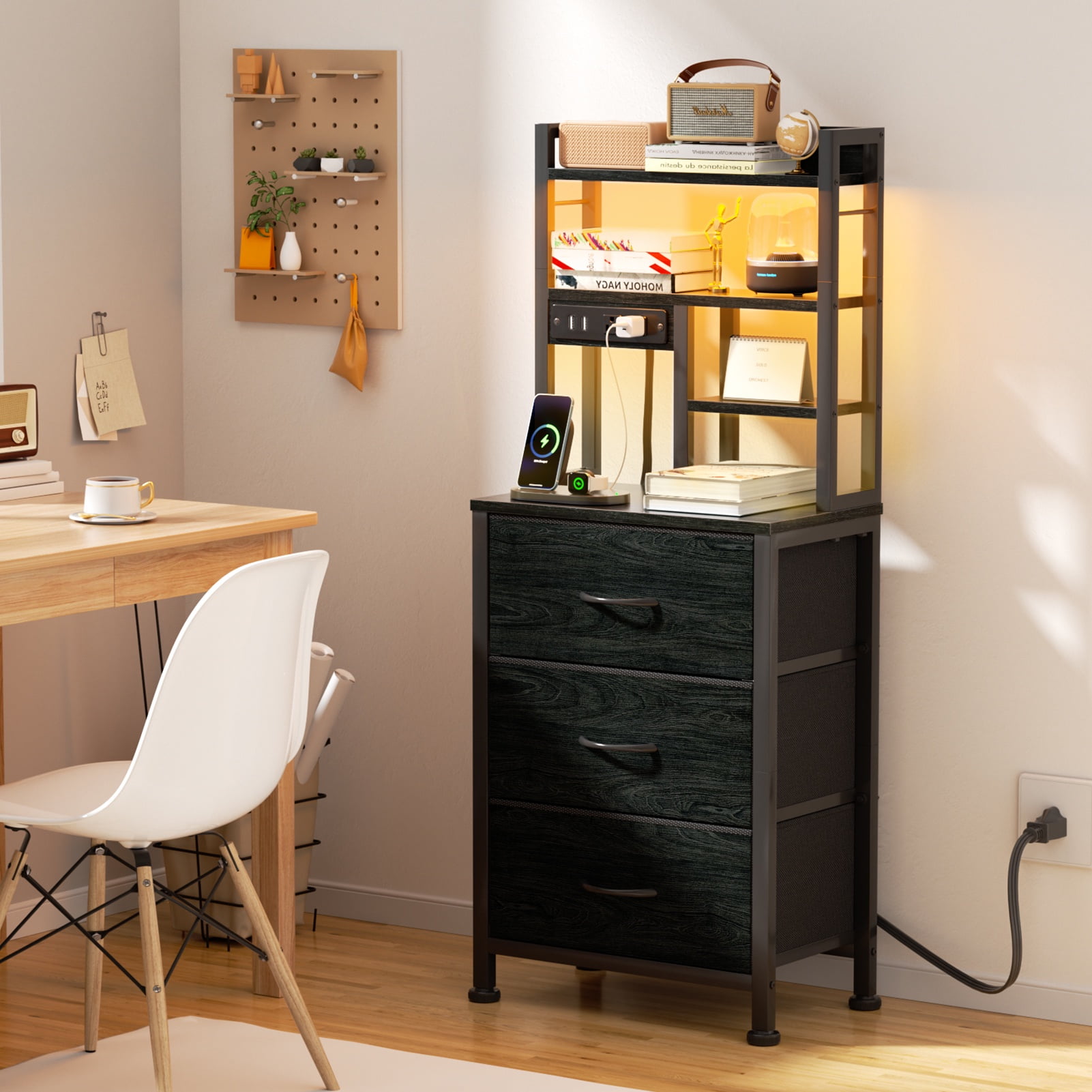 Tall Nightstand With Charging Station