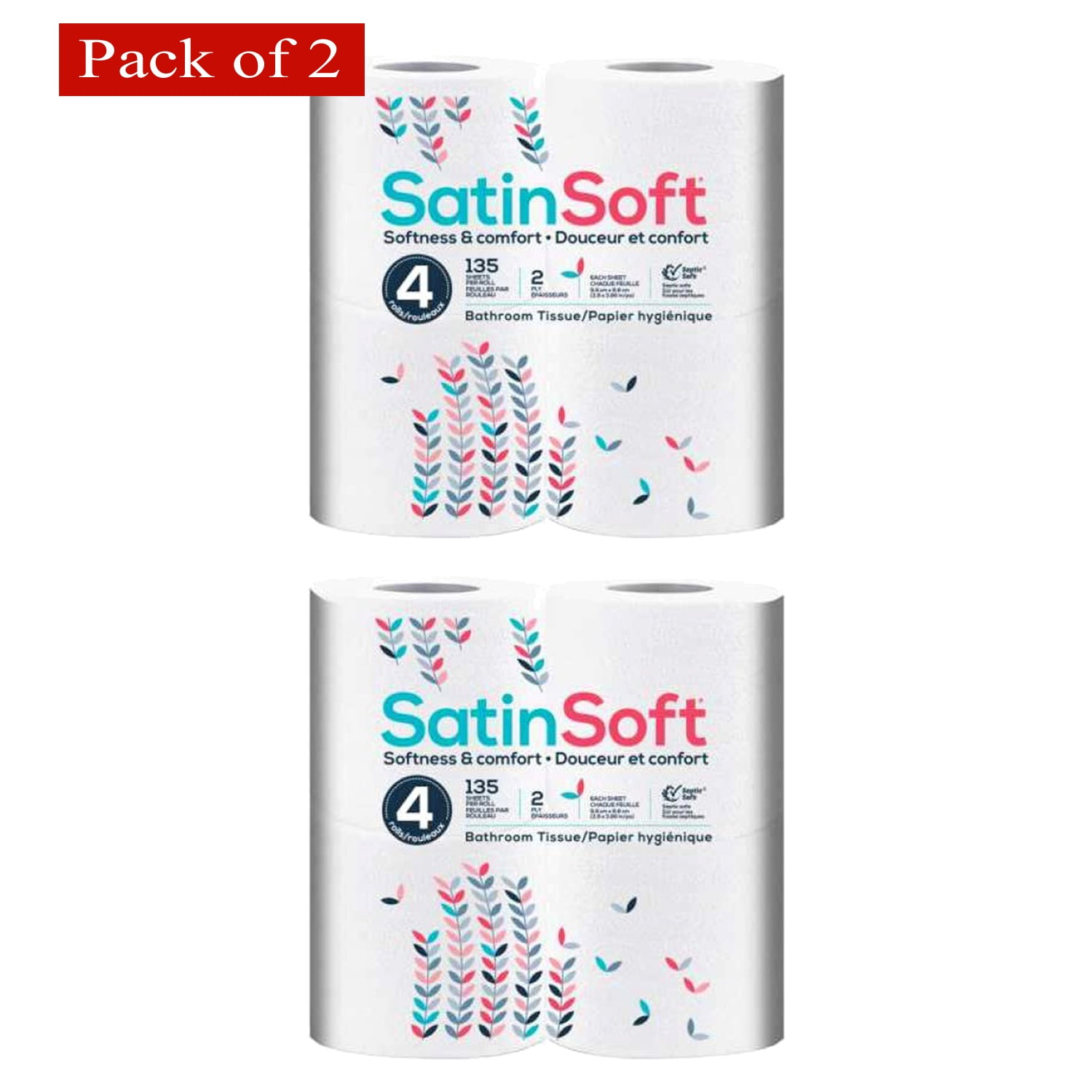 Satin Bath Tissue Soft 4 Count (Pack of 2) - Walmart.com