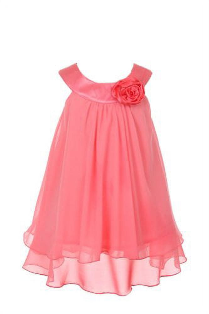 Satin Bib Neckline & Chiffon A-line Big Girls Flower Girl Dress Wedding ...
