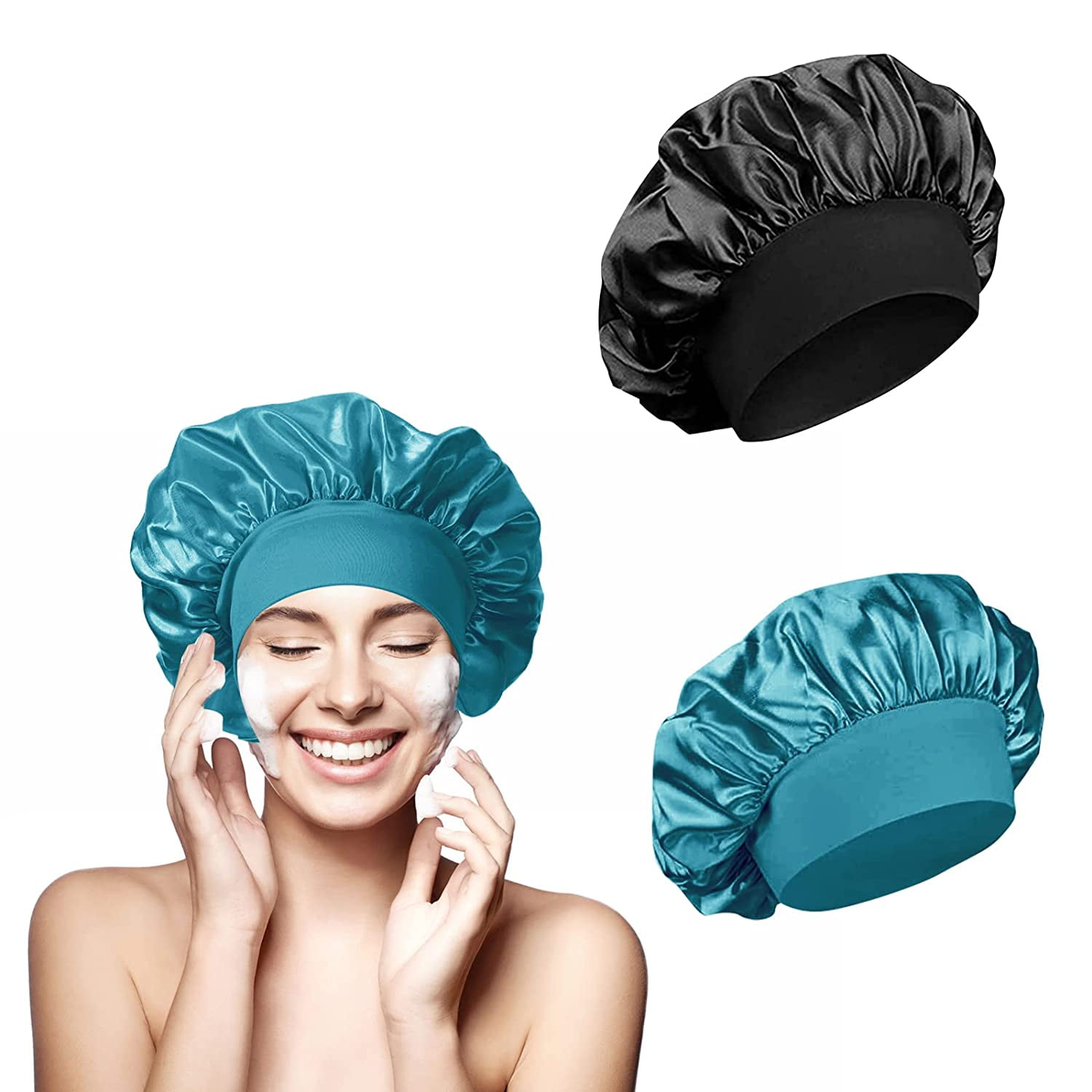 Satin Bonnet 2PCS Silk Bonnet Hair Bonnet for Sleeping Satin Cap Extra ...