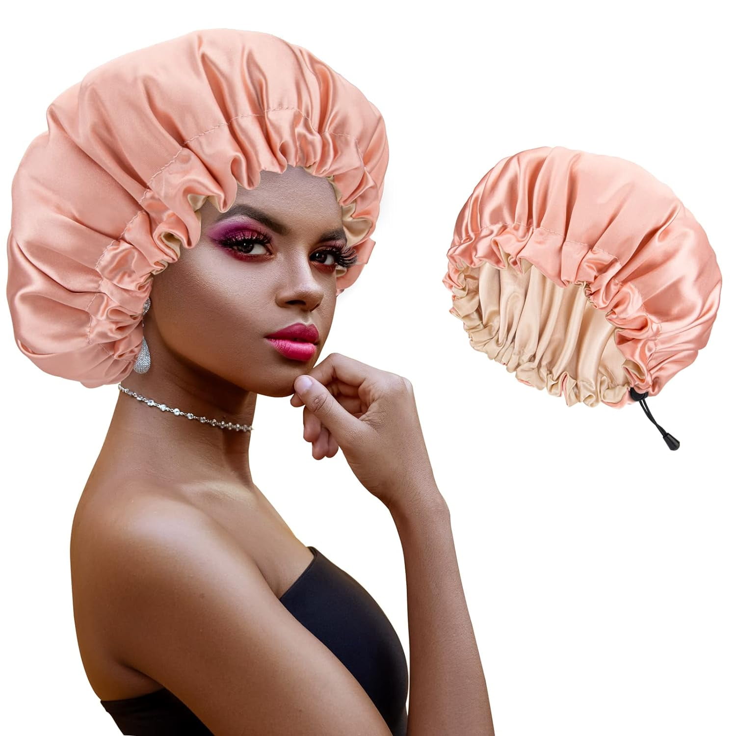 Satin Bonnet, Silk Bonnet, Hair Bonnet for Black Women for Curly Hair ...