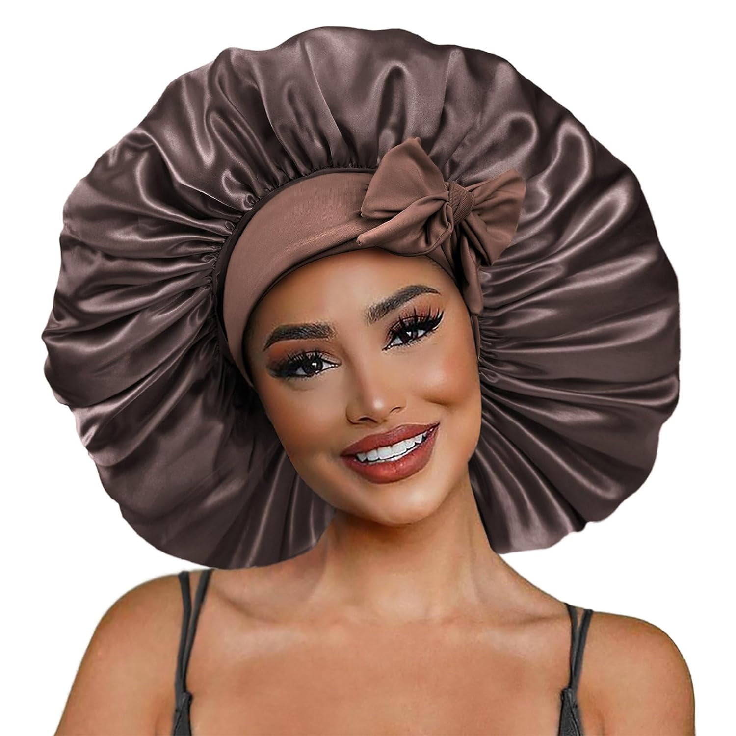 Satin Bonnet Silk For Hair Sleeping, Women Tie Bonnets Adjustable Night ...
