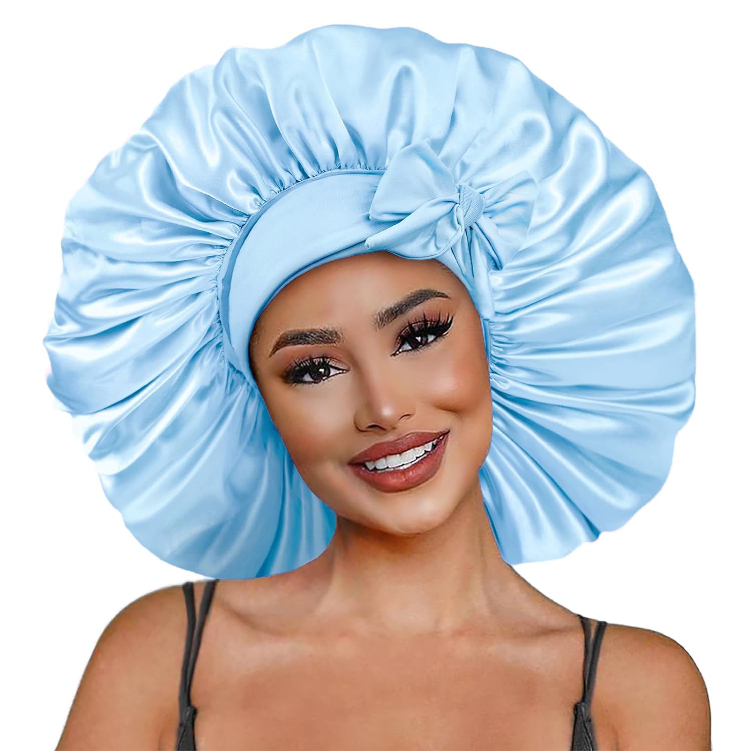 Satin Bonnet Silk For Hair Sleeping, Women Tie Bonnets Adjustable Night ...