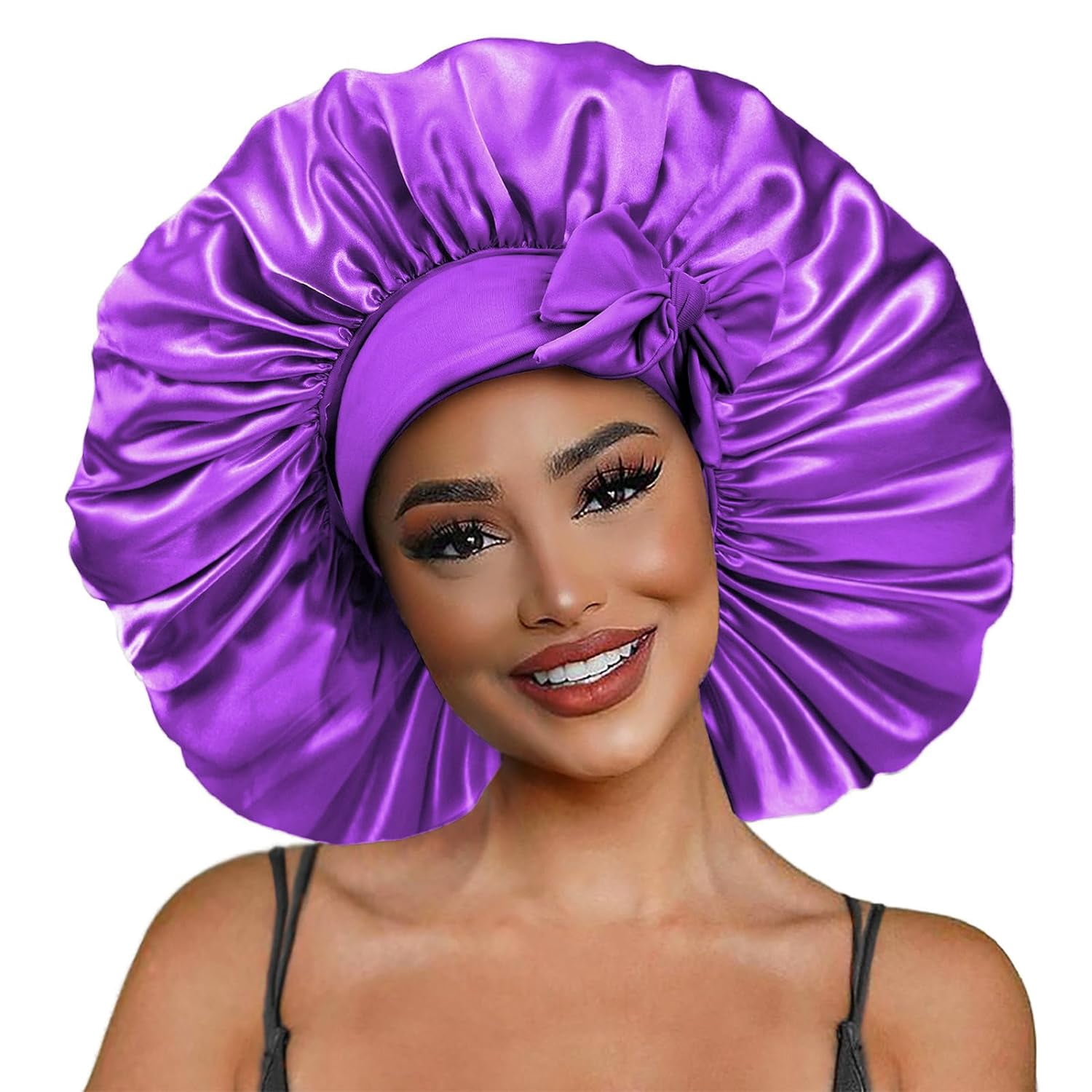 Satin Bonnet Silk For Hair Sleeping, Women Tie Bonnets Adjustable Night ...