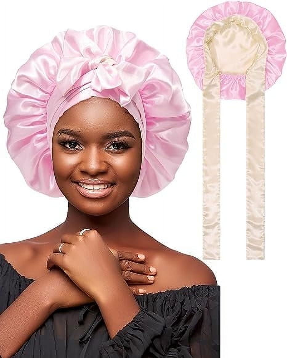 AWAYTR Women Satin Bonnet Silk Hair Reversible Bonnets Hair Wrap for ...