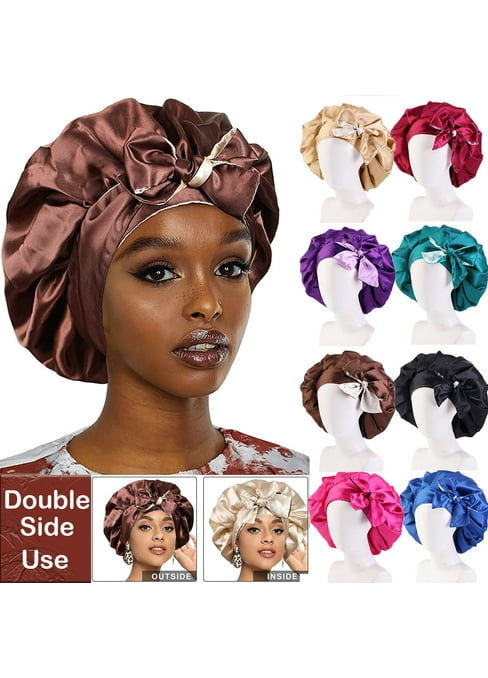 EUDHYAC 3PCS Extra Large Satin Bonnets for Sleeping, Hair Bonnets for ...