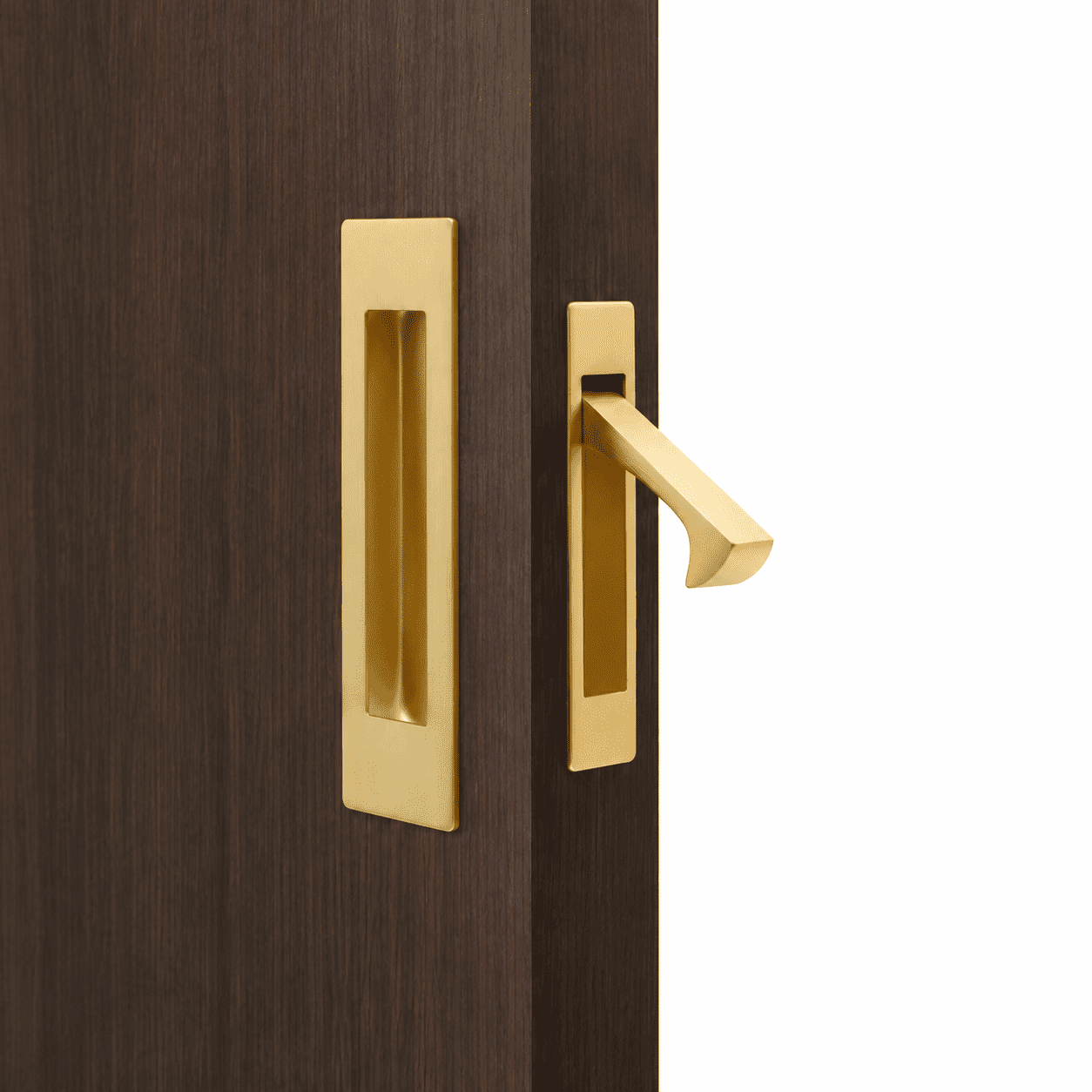 Satin Brass 4.72 Inch 2 Set Recessed Flush Pocket Door Pull Hardware ...