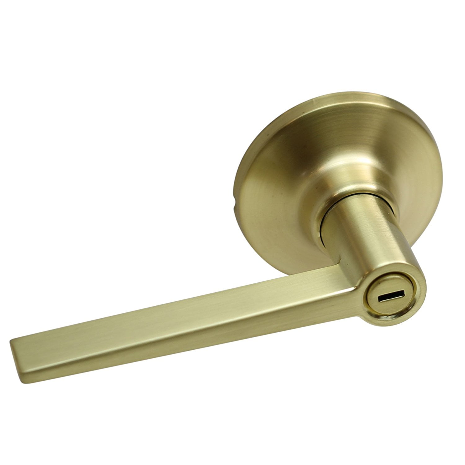 Satin Brass Gold Door Lockset Knob Handle Leverset Lever set Modern ...