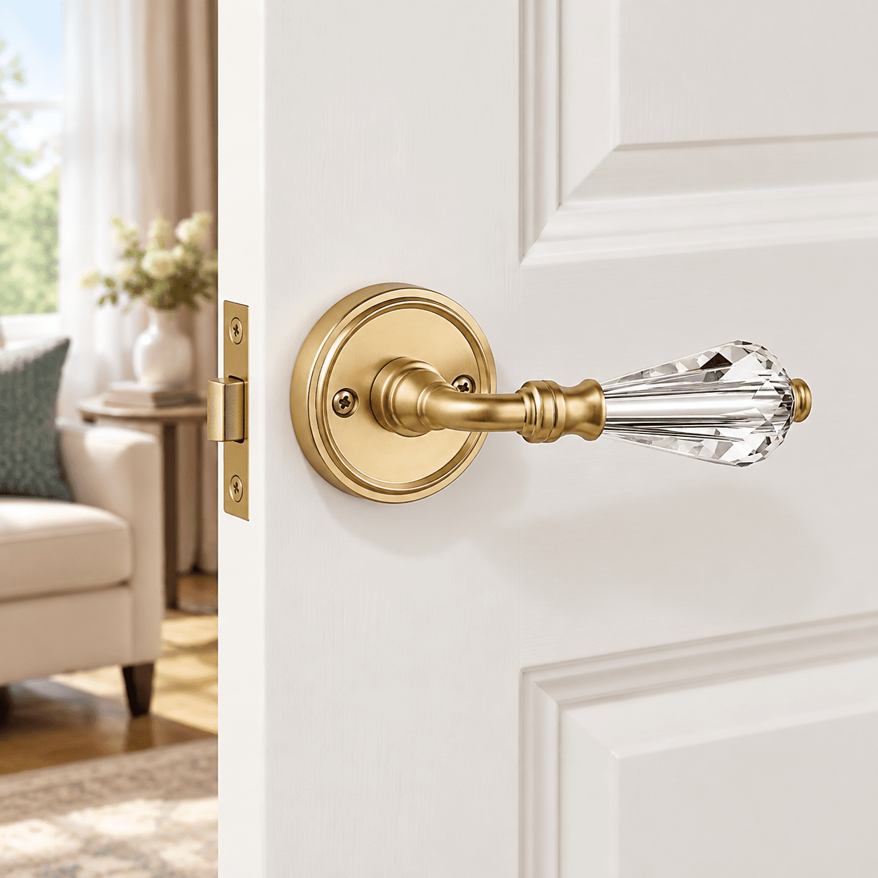 Satin Brass Passage 1 Pack Zinc Alloy Interior Door Lever Handle for ...