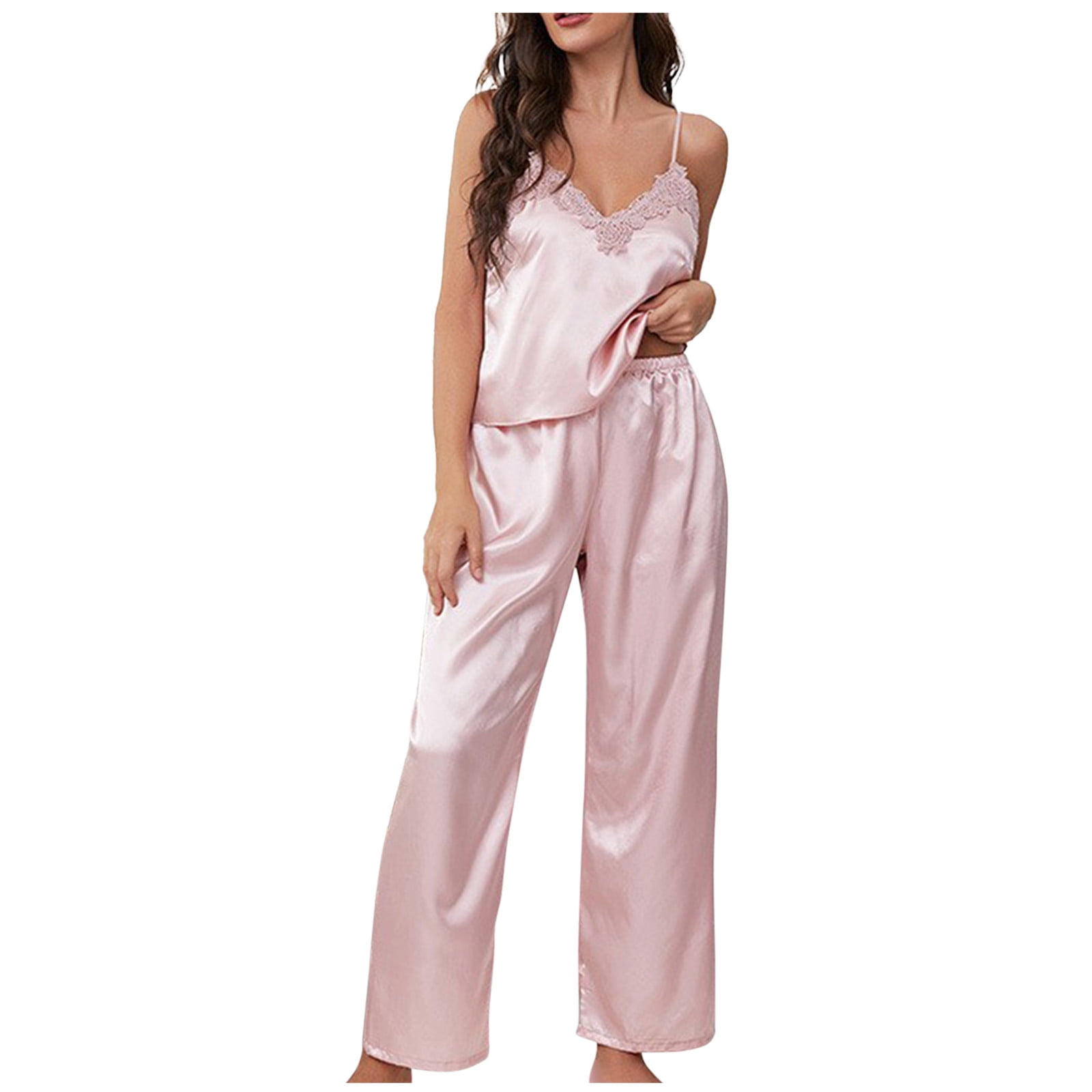 Satin Cami and Pants Pajama Set for Women Soft Silk Camisole Pjs for ...