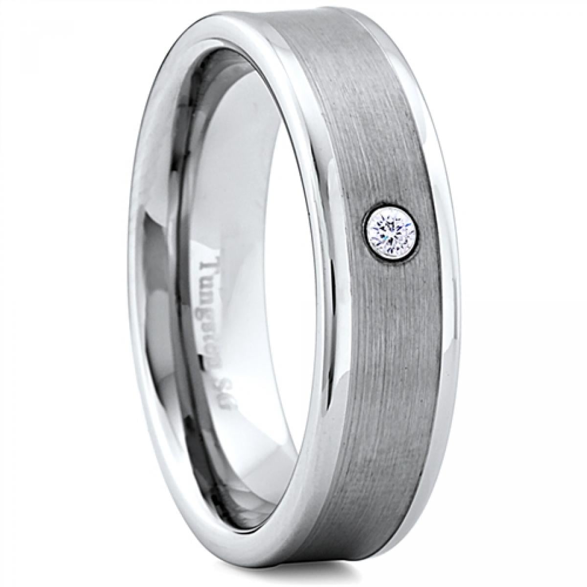 Satin Center Finish With Cz Stone And Polished Inside Ring - Walmart.com