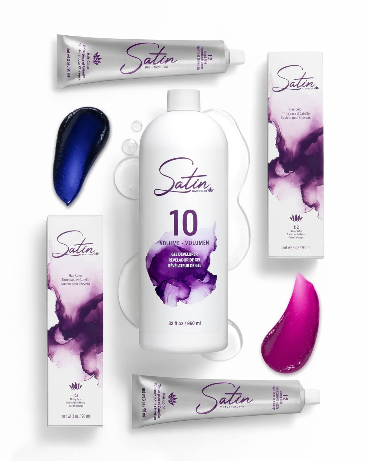 Satin Color and 10 Volume Developer Bundle - Hair Party Pack (Blue & Pink) - Walmart.com