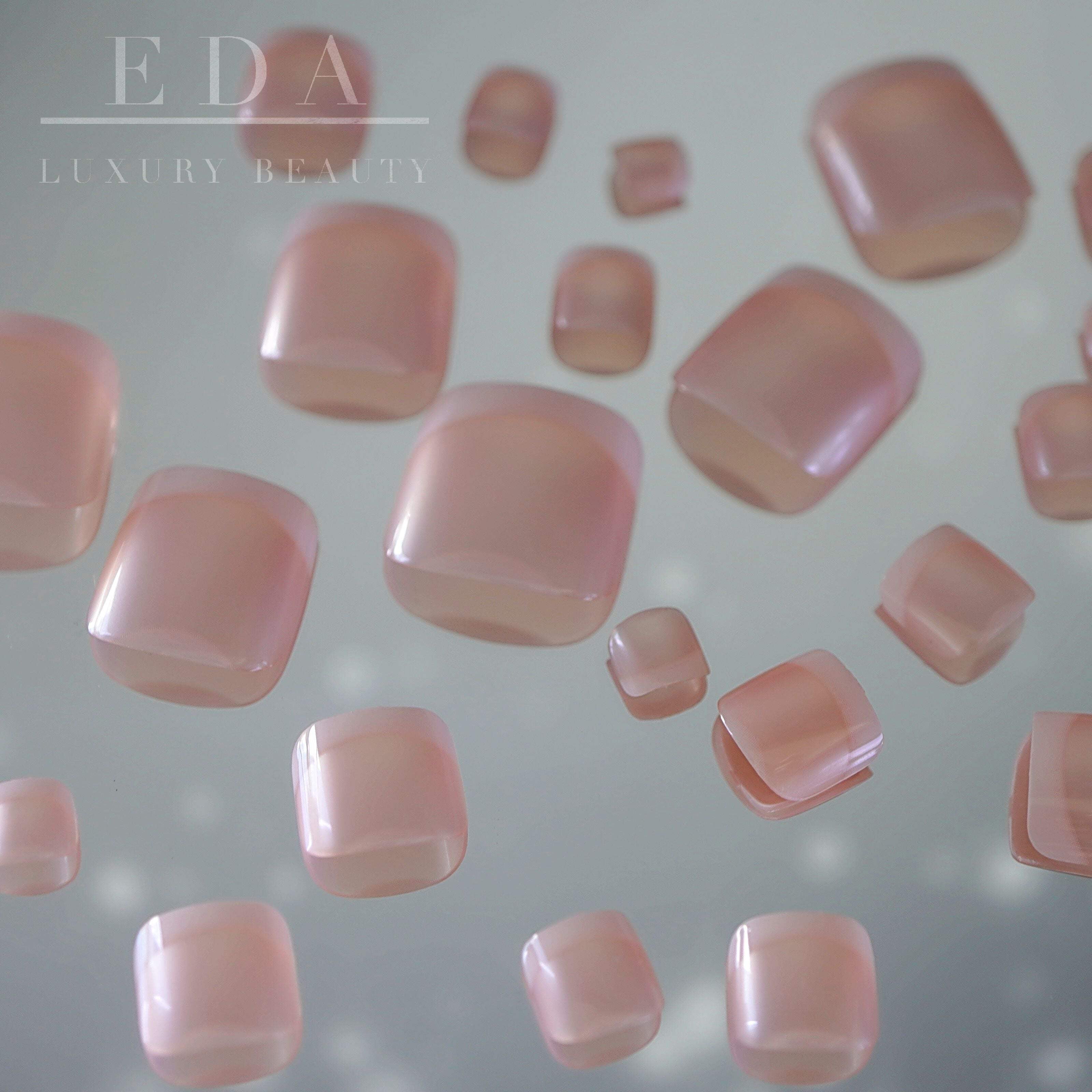 Natural Pink White Pearl French Press On Toe Nails, Fake Toenails ...