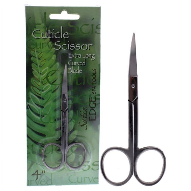 Satin Edge Cuticle Scissor Extra Long Curved Blade, 4 Inch Scissors ...