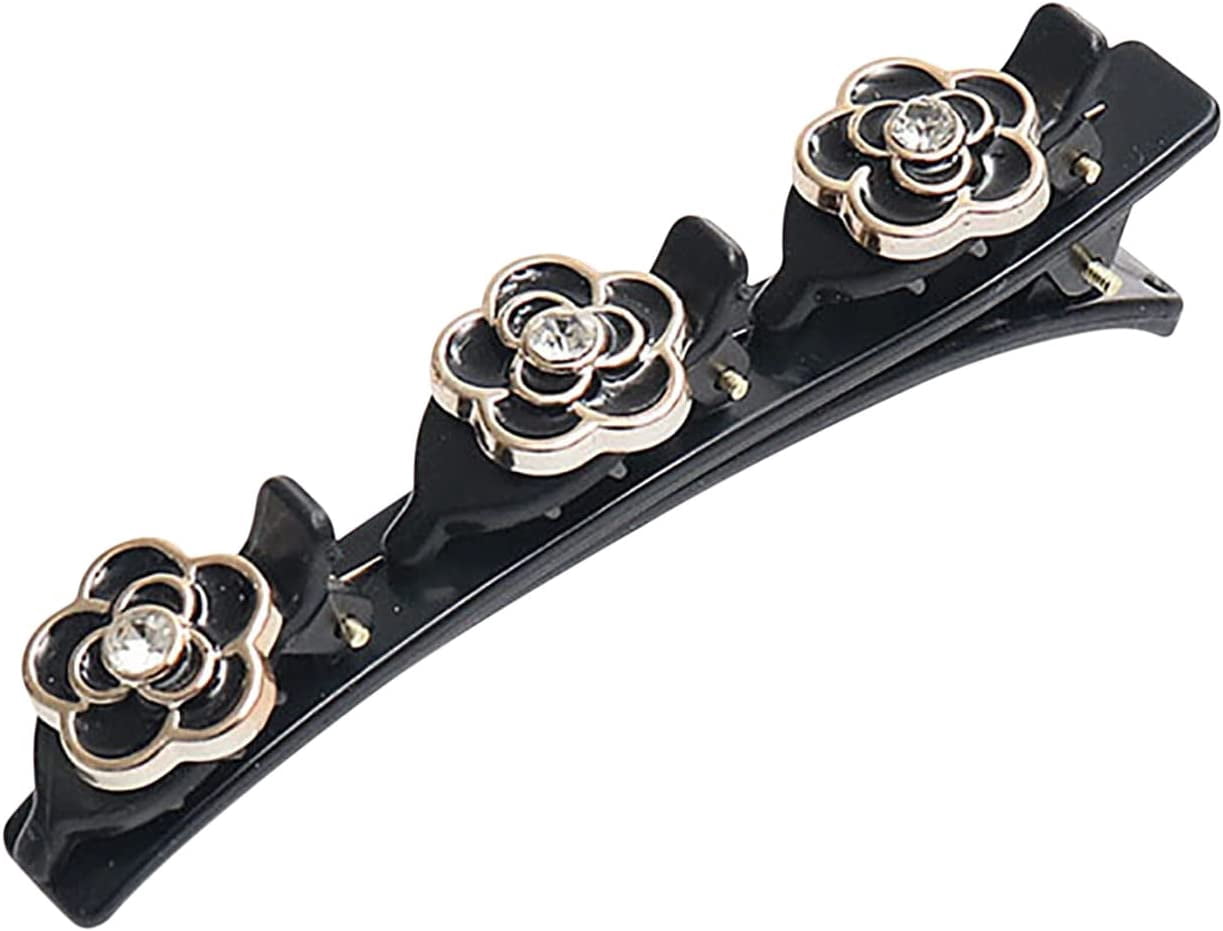 Satin Fabric Hair Bands, Camellia Rose Hair Clip, Rhinestone Four-Leaf ...