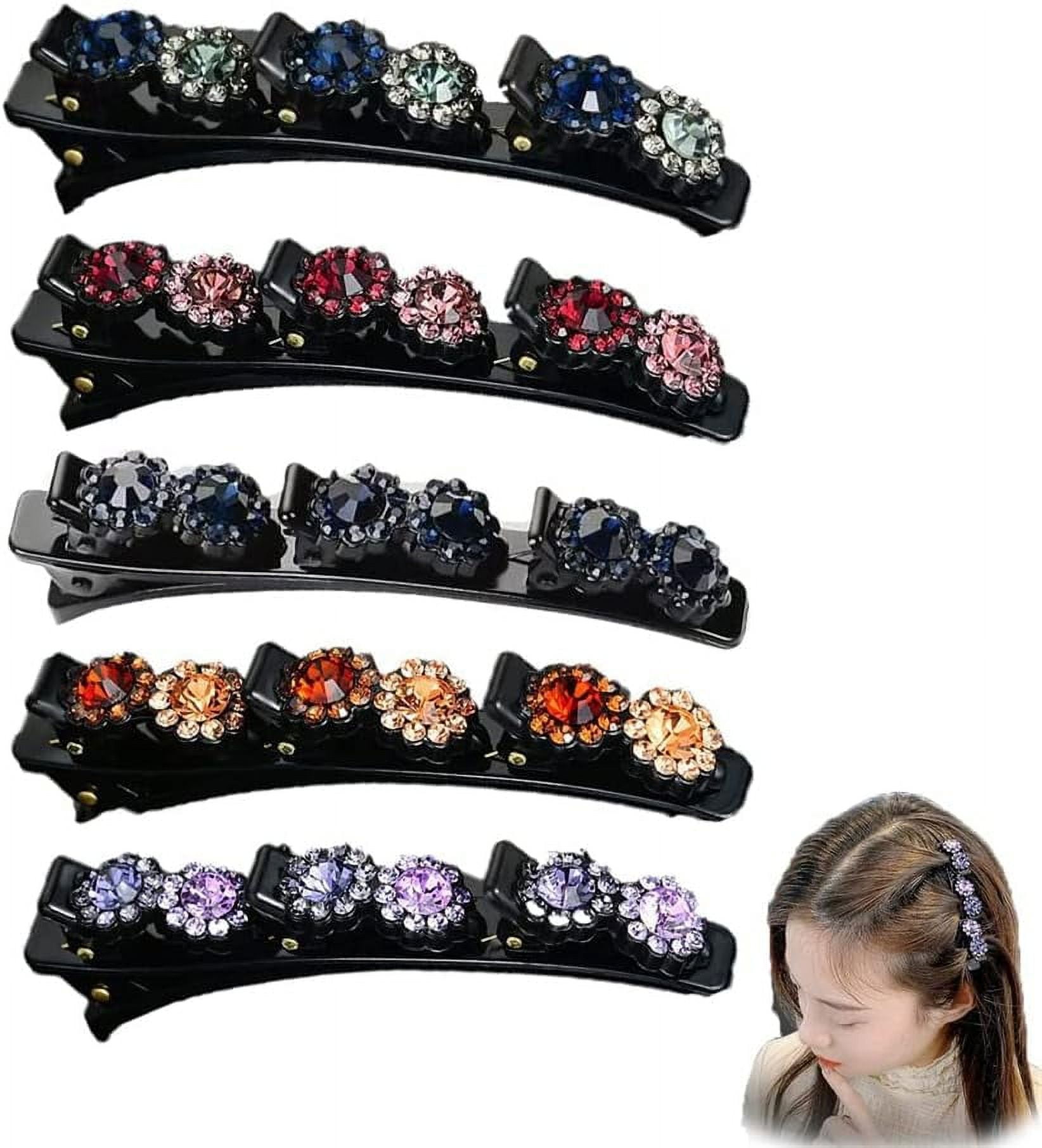Satin Fabric Hair Bands, Rhinestone Hairpin Duckbill Clip, Double Bangs ...