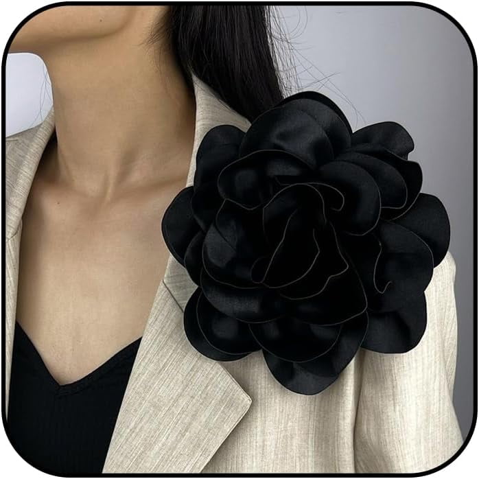 Satin Fabric Rose Flower Brooches 7.5in Extra Large Big Camellia Flower ...