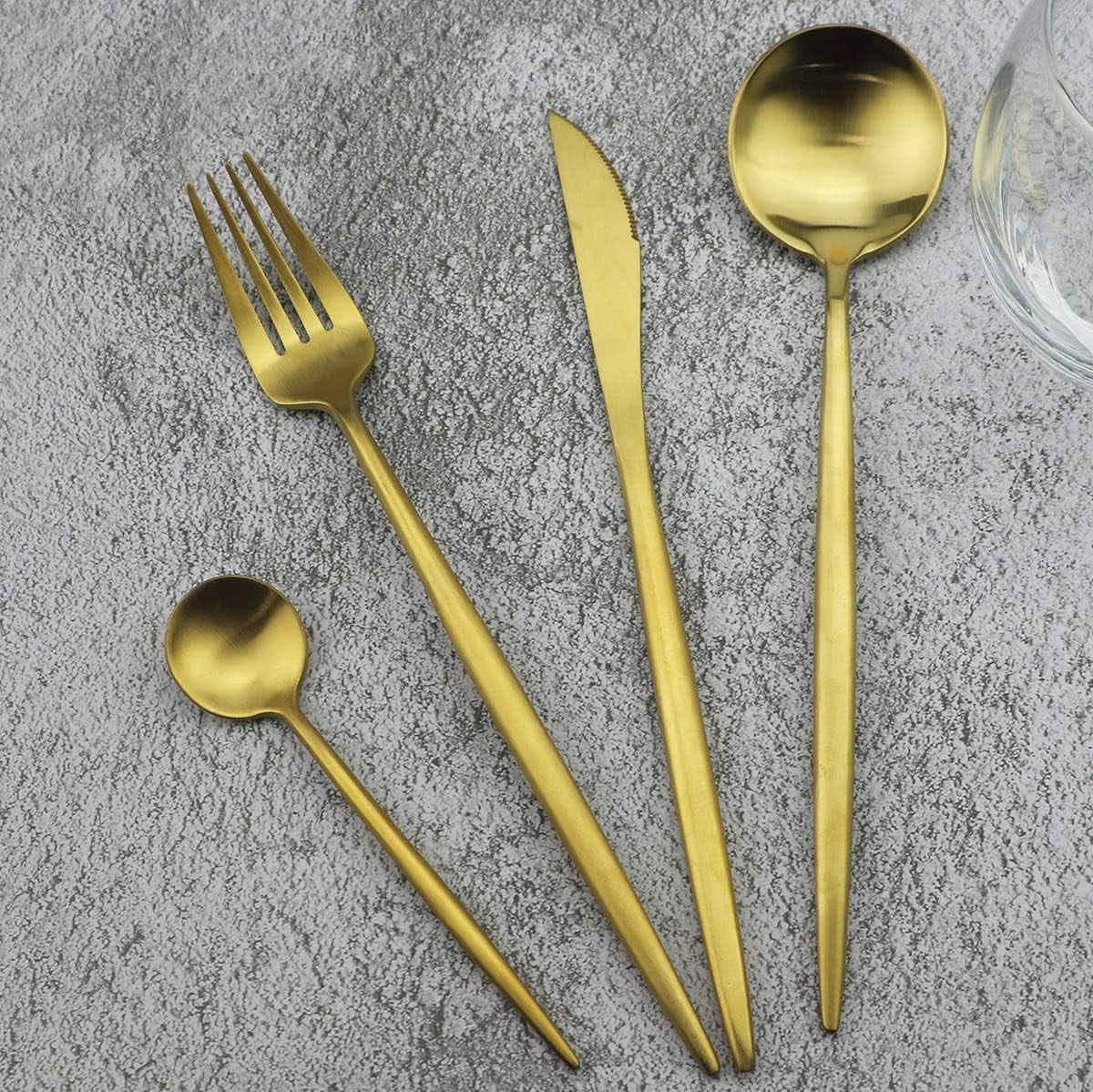 Satin Finish Flatware Collection, 24-Piece 18/10 Stainless Steel Set ...