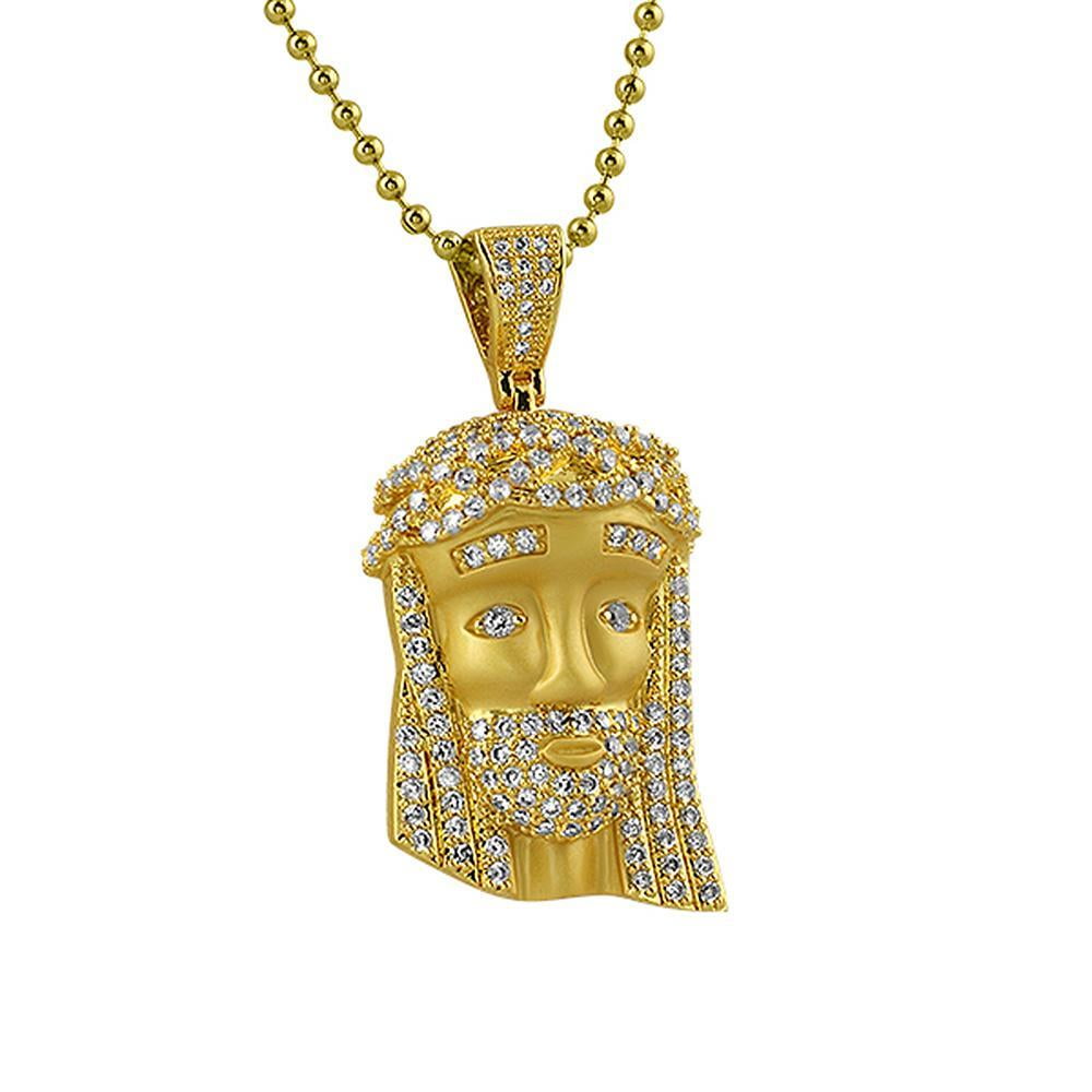 Satin Finish Mini Gold Jesus Pendant - Walmart.com