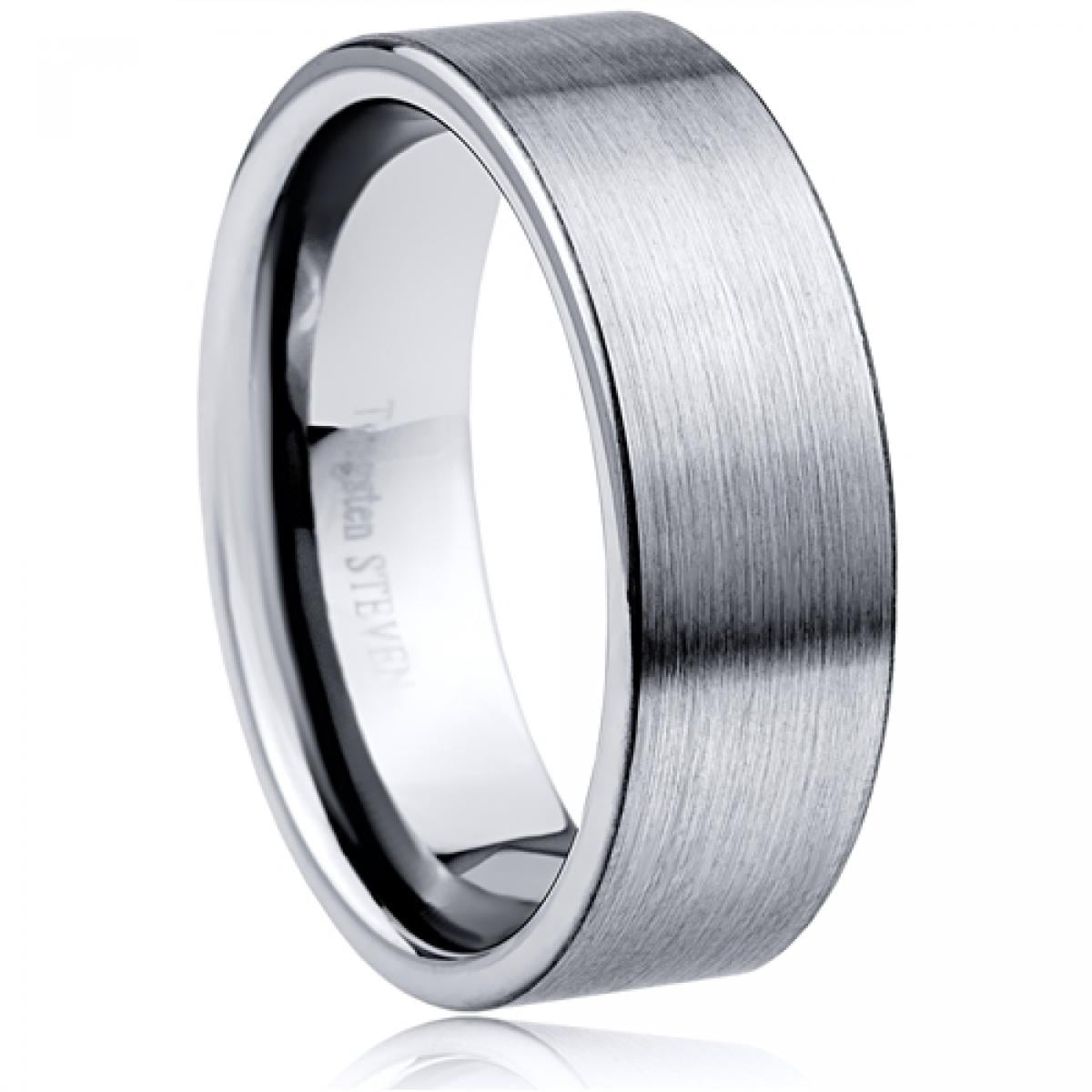 Satin Finish Tungsten Carbide - 8Mm Wide Ring - Walmart.com
