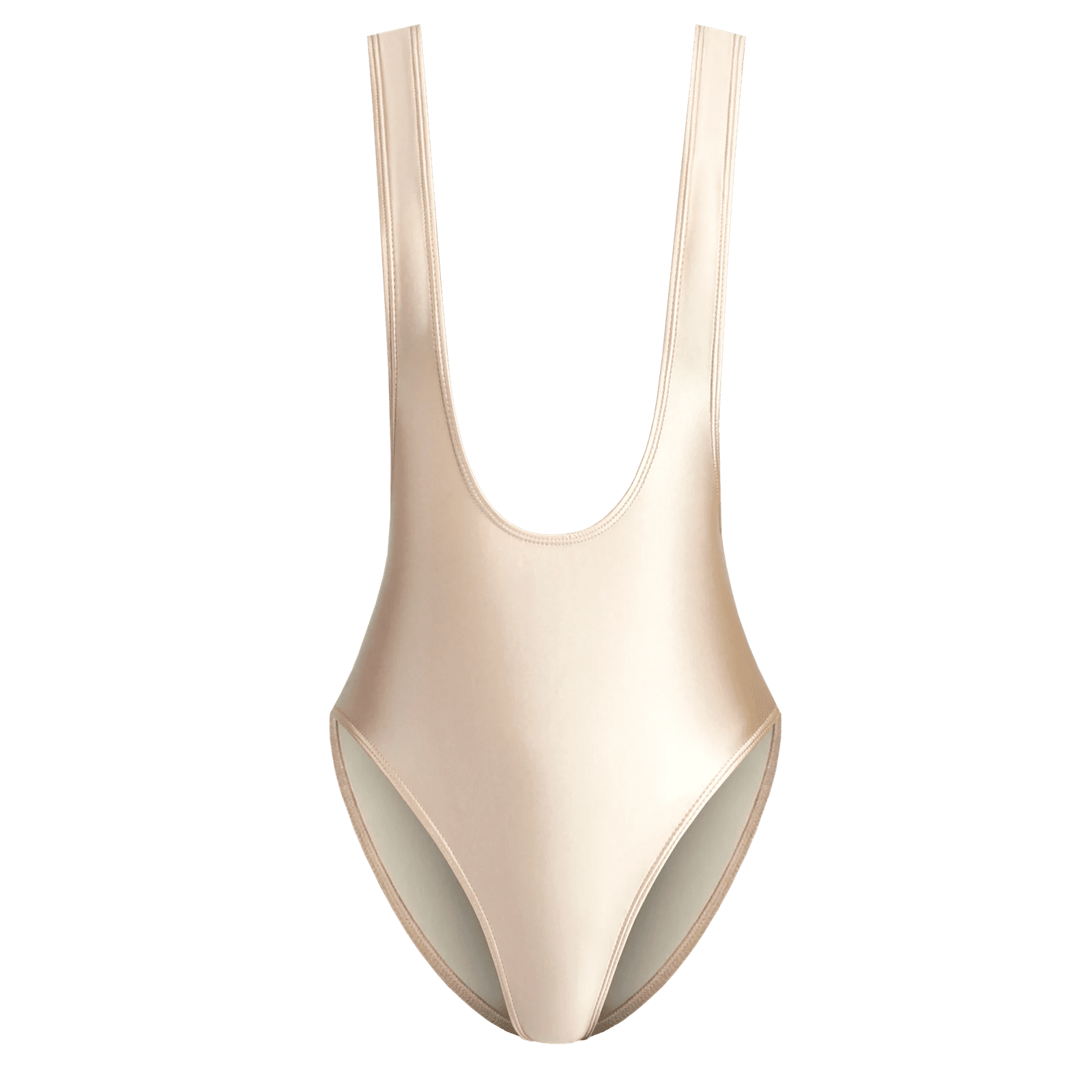Satin Glossy Leotards Sexy High Cut Bikini Body Shaping Bodysuit Beach
