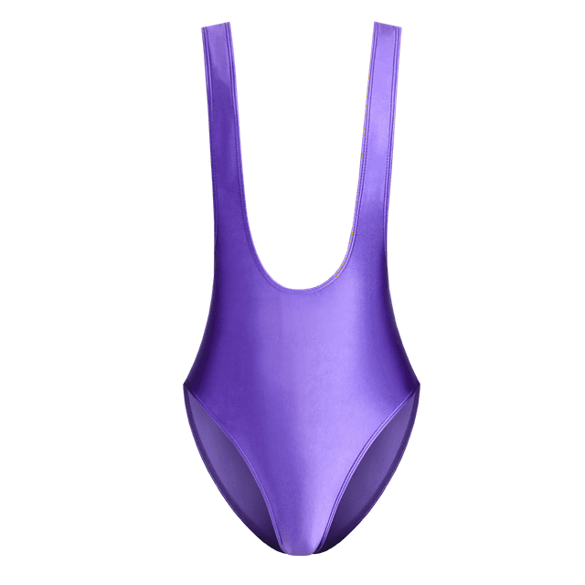 Satin Glossy Leotards Sexy High Cut Bikini Body Shaping Bodysuit Beach
