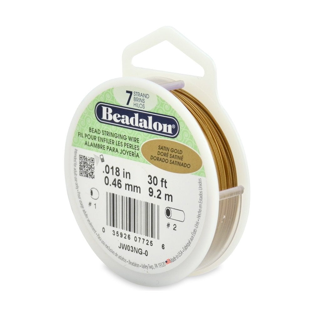 Satin Gold Beadalon Beading Wire .018" Thickness 7 Strand (30 Feet ...