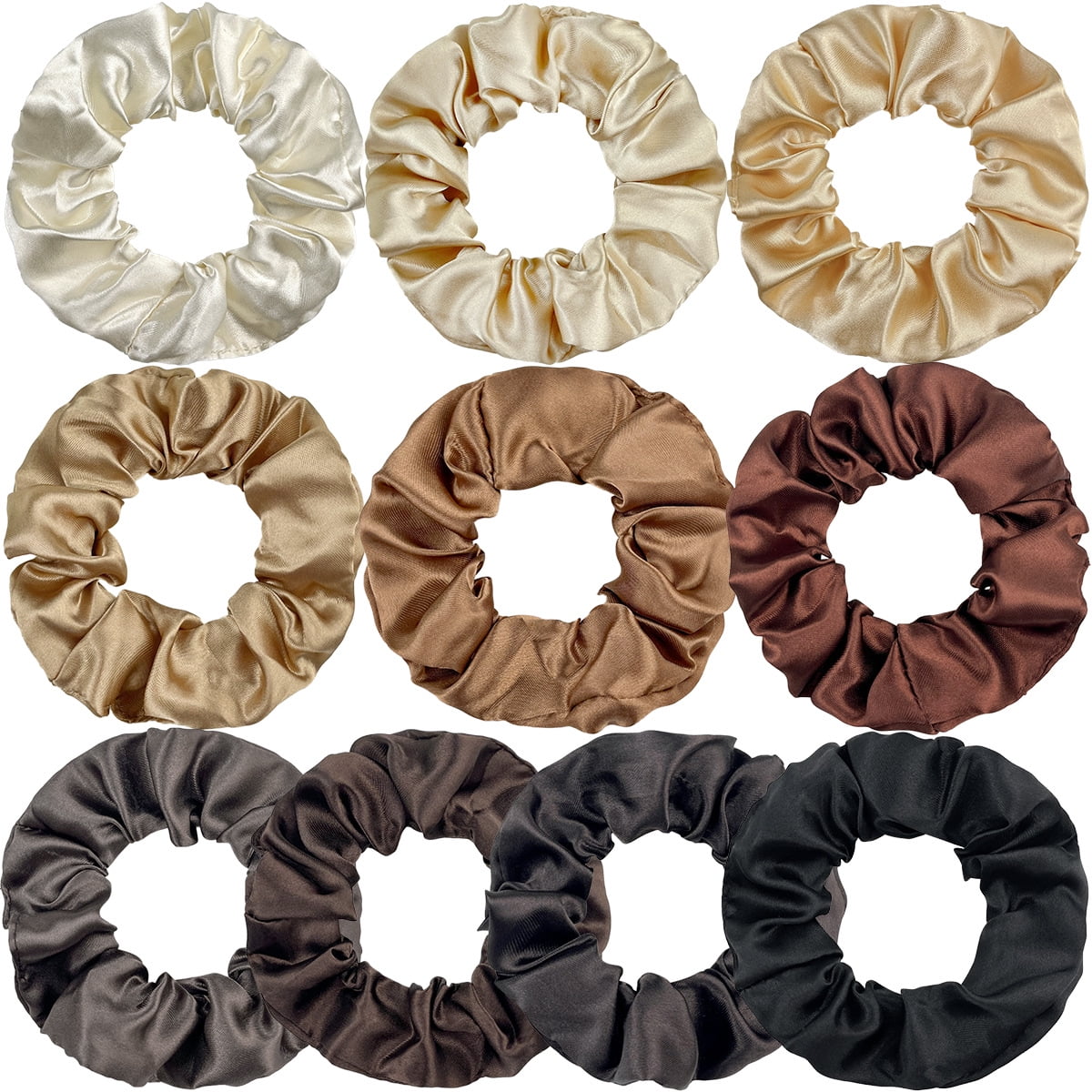 Satin Hair Scrunchies Elastic Fluff Hair Bands Neutral Colors Ponytail ...