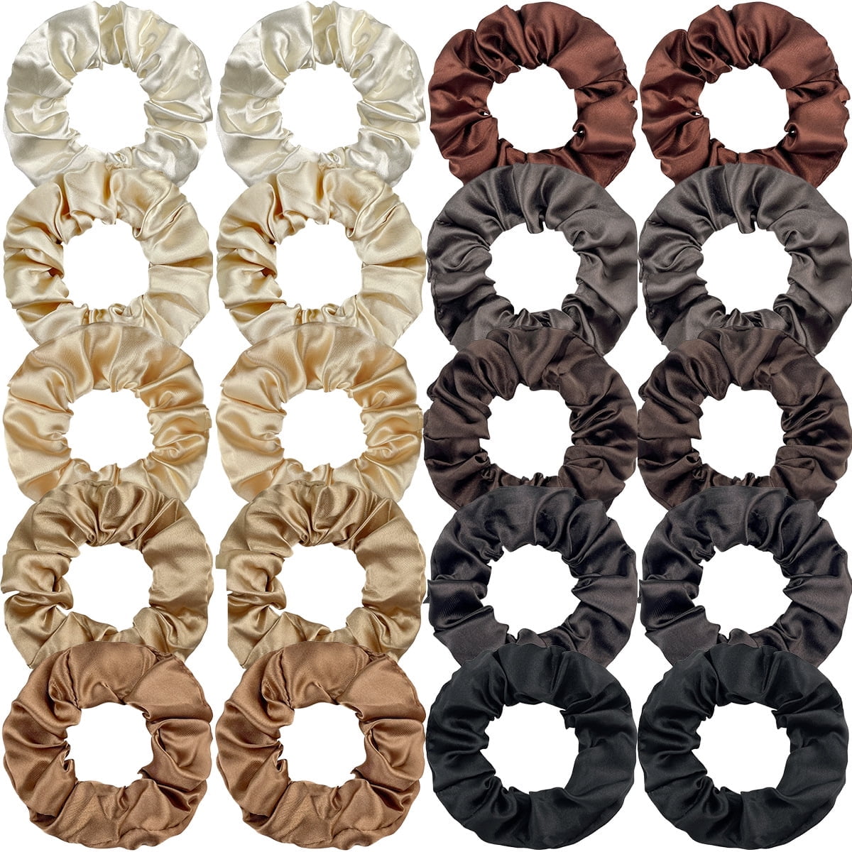 Satin Hair Scrunchies Elastic Fluff Hair Bands Neutral Colors Ponytail ...