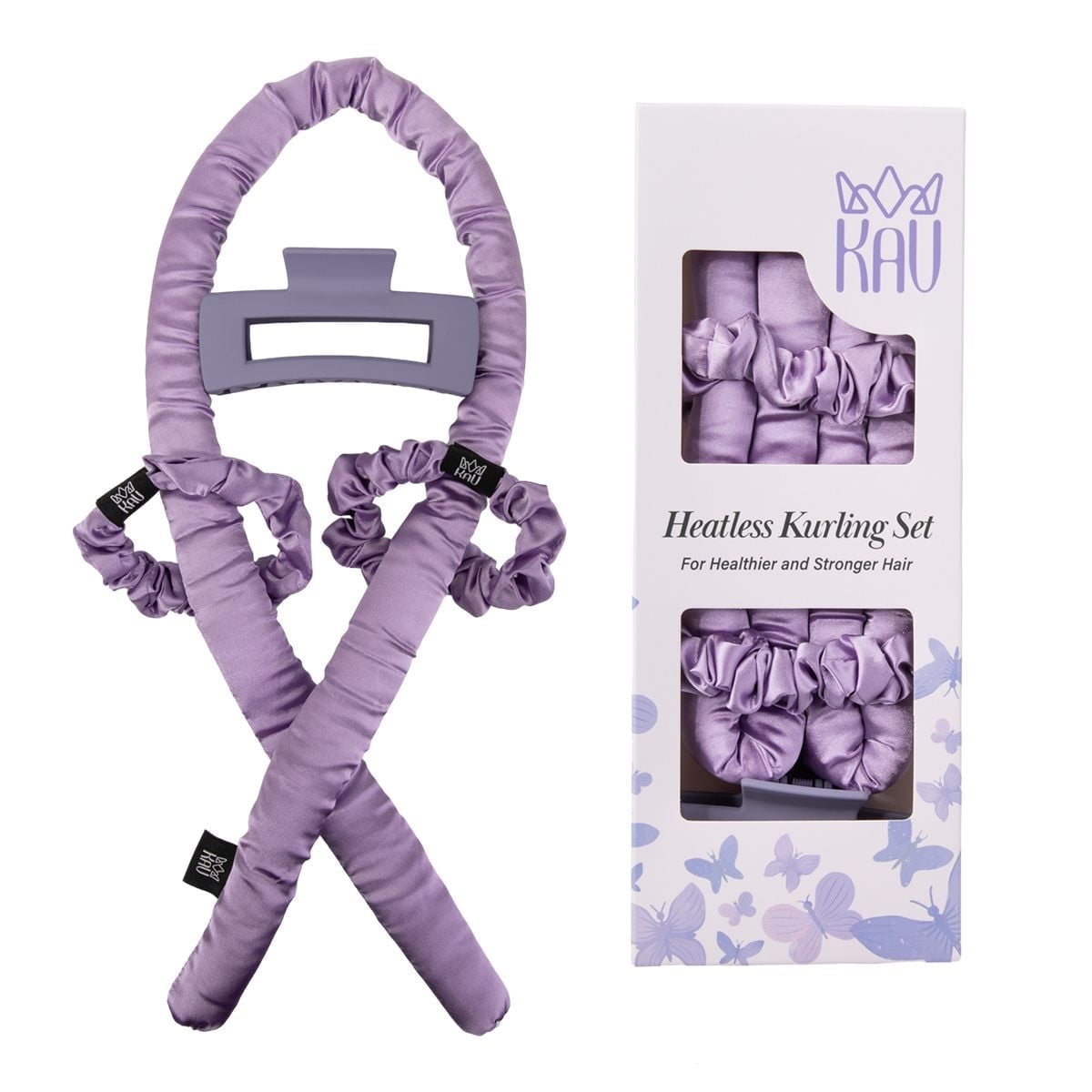 Satin Heatless Curling Rod Set, Plush Purple Hair Rollers for Curls ...