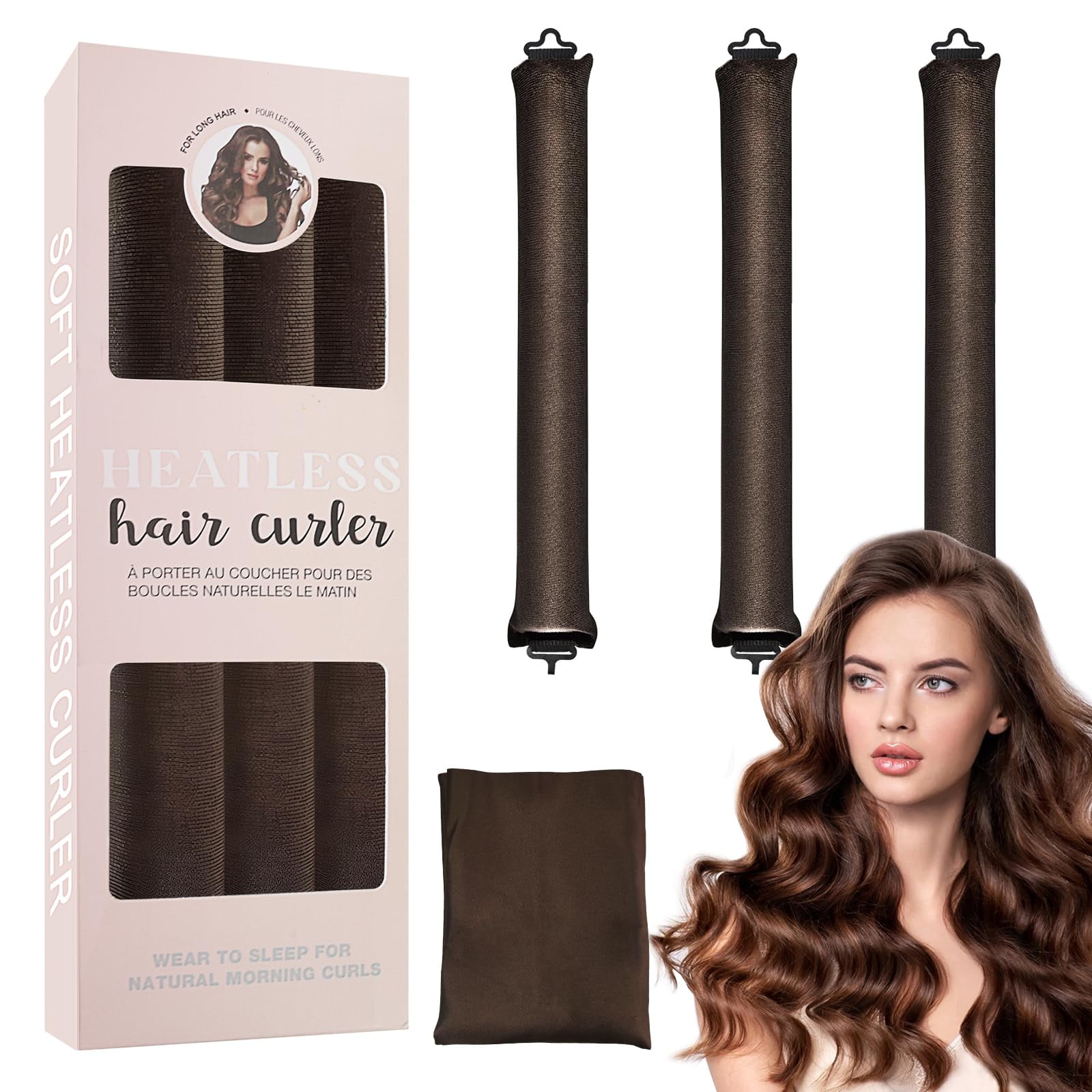 Satin Heatless Hair Curle,Heatless Hair Curler Overnight Curls Sleep in ...