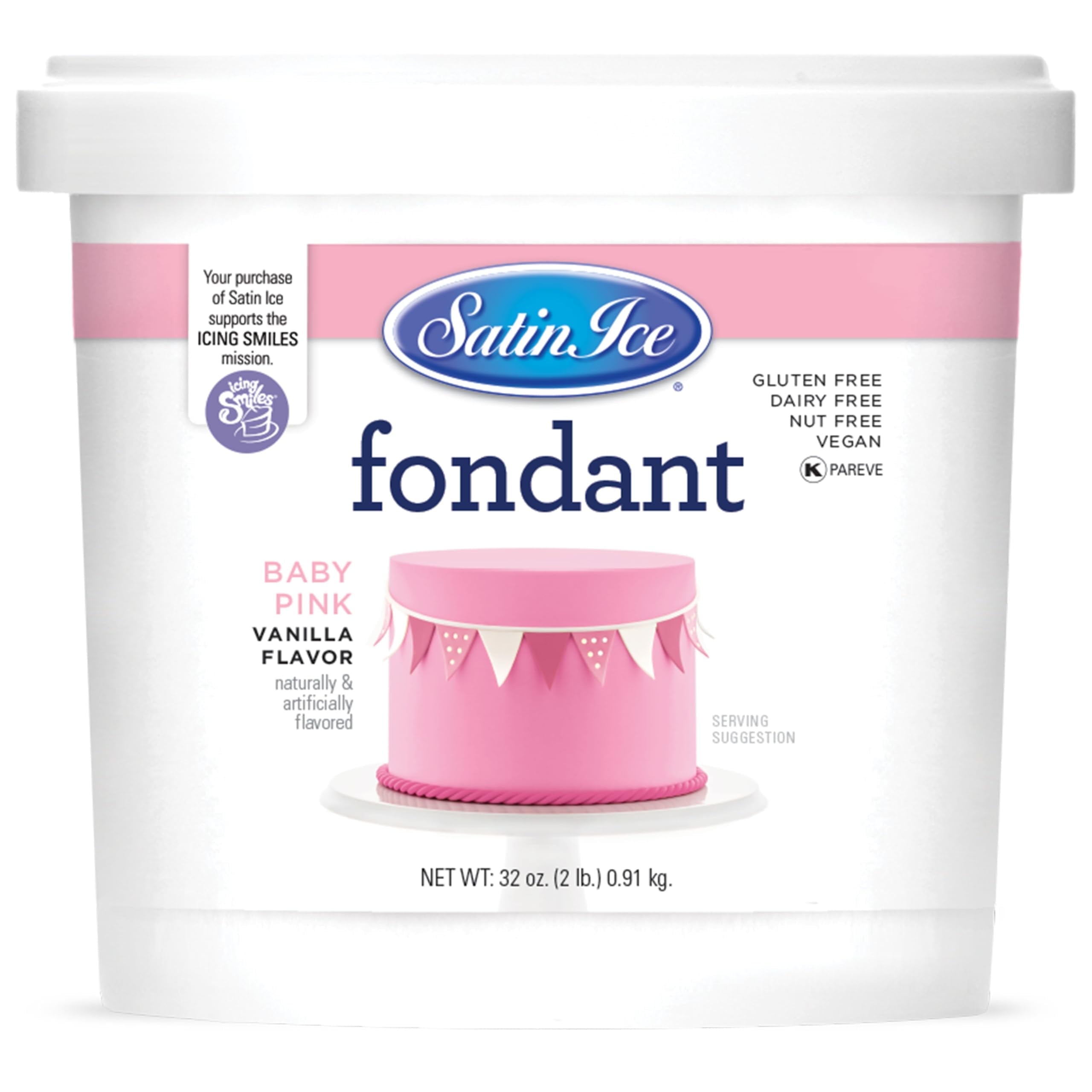 Satin Ice Fondant, Baby Pink, 2 Pound - Walmart.com
