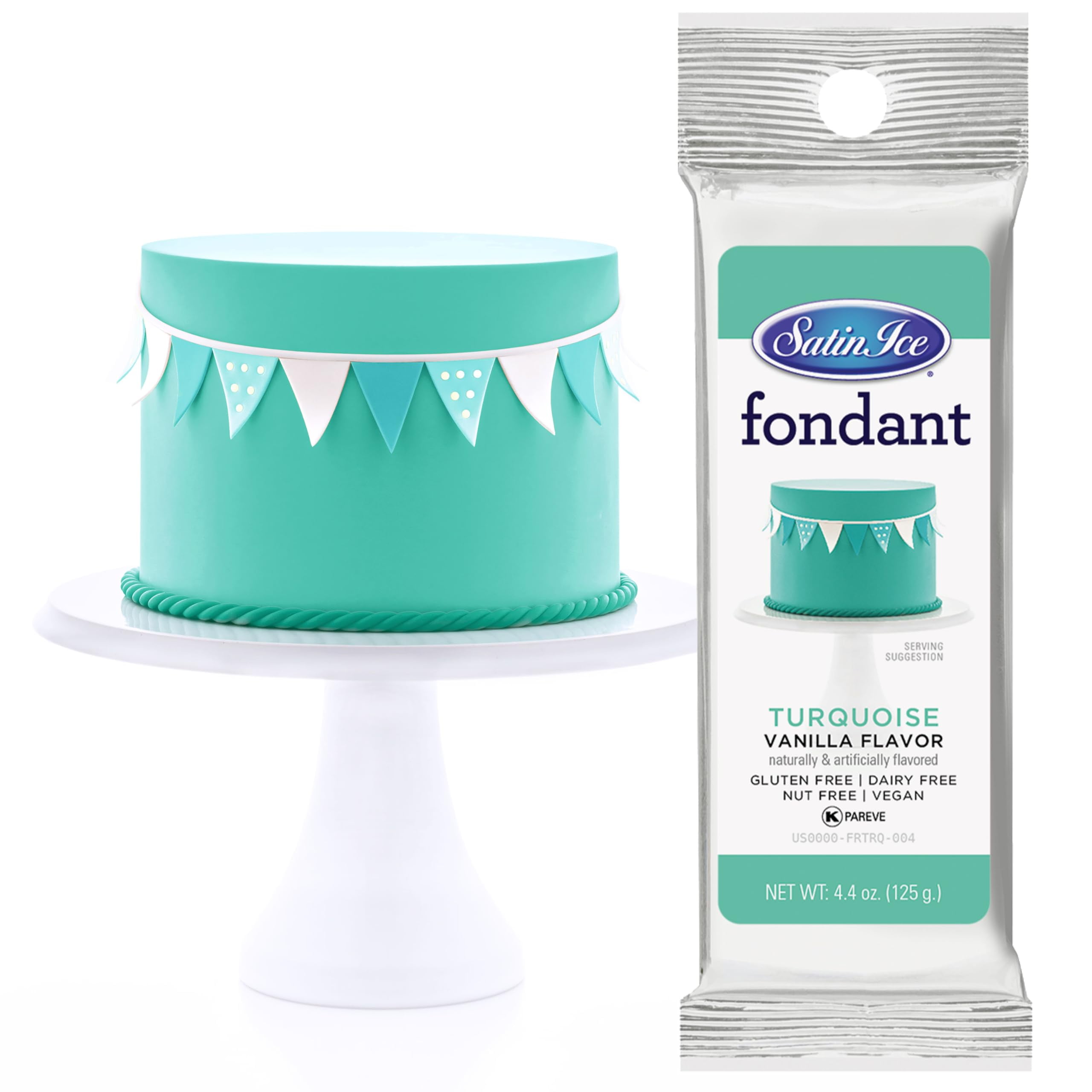 Satin Ice Packaged Fondant 4oz Turquoise Vanilla - Walmart.com