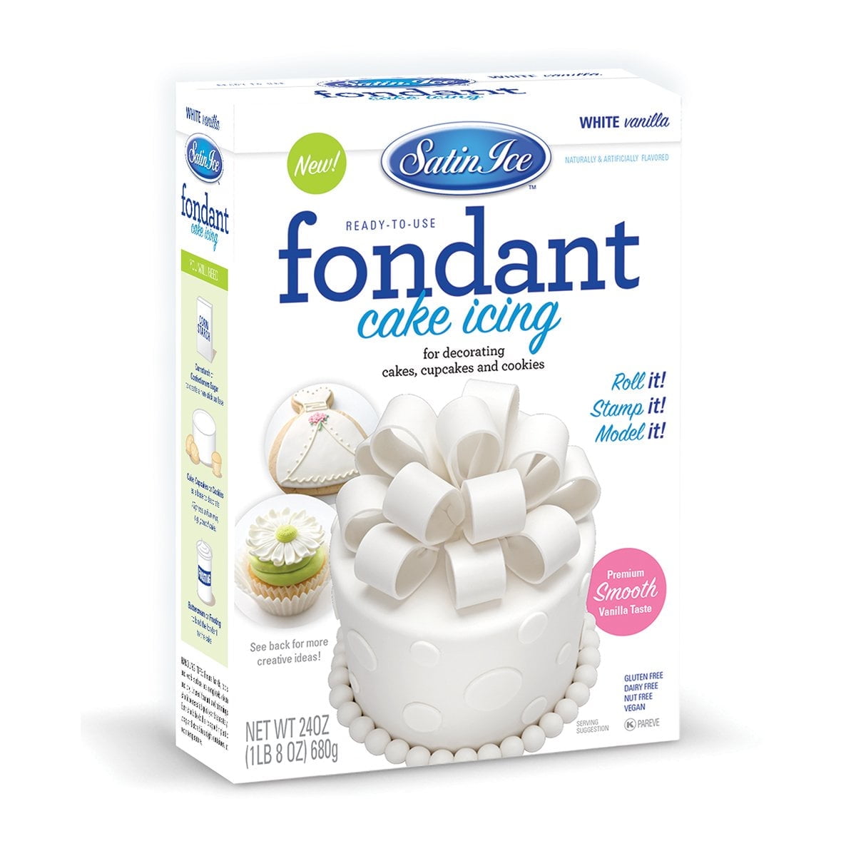 Satin Ice Fondant, White, 24 Ounce, Ready to Use, Decorating and ...