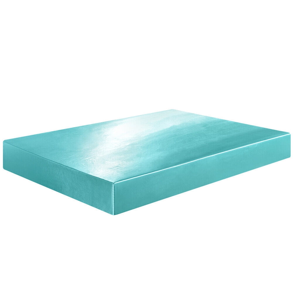 Satin King Fitted Sheet Cyan Silky Soft Fitted Bottom Sheet Deep Pocket ...