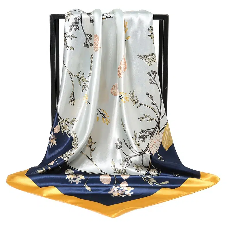 Satin Large Head Scarf For Women Square Imitation Silk Neck Scarf Hair ...