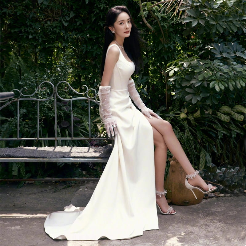 Satin Light Wedding Dress Satin Toast Dress Bride Wedding Going Out ...