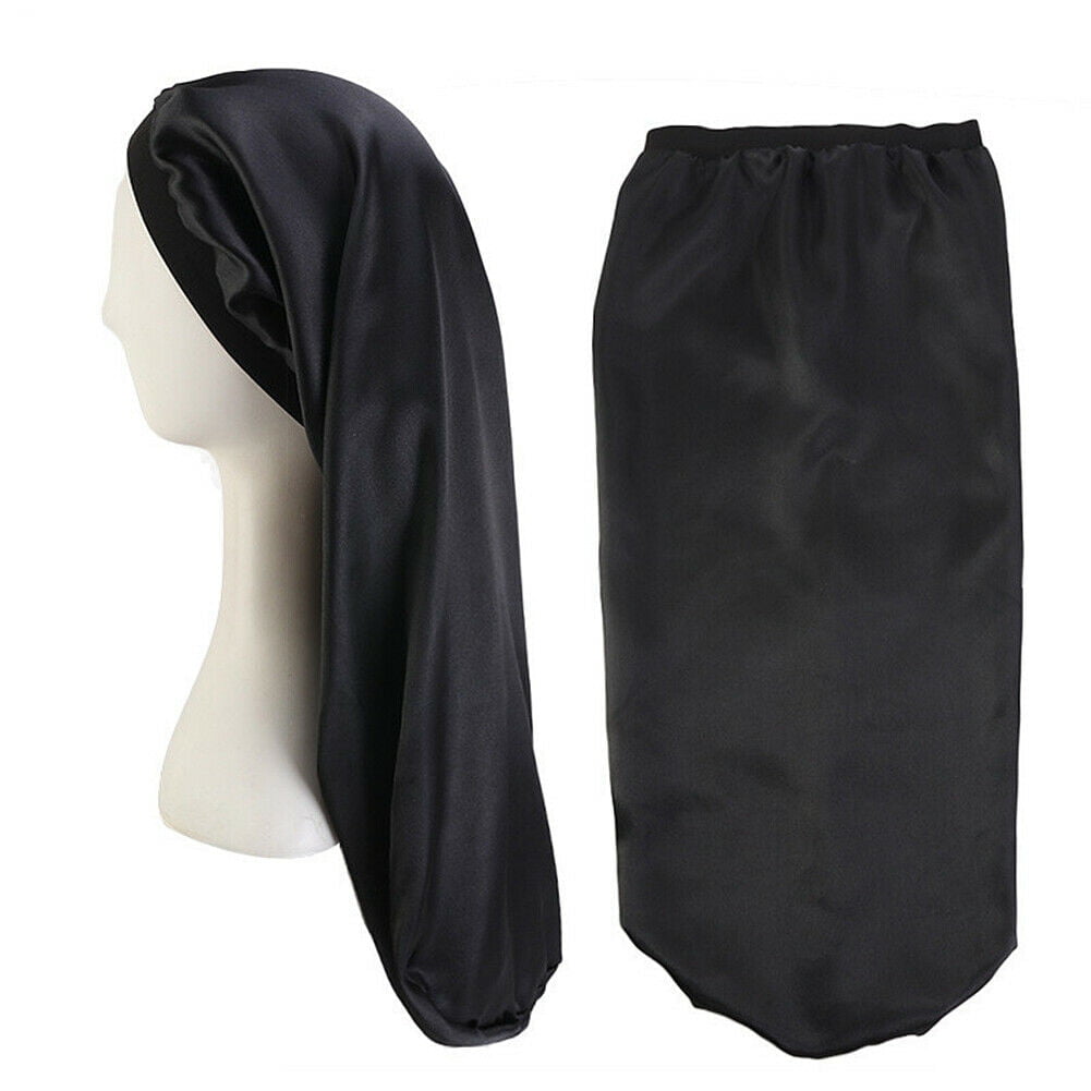 Satin Long Hair Braid Dreadlocks Straight Curly Cap Sleep Hat Head Wrap ...