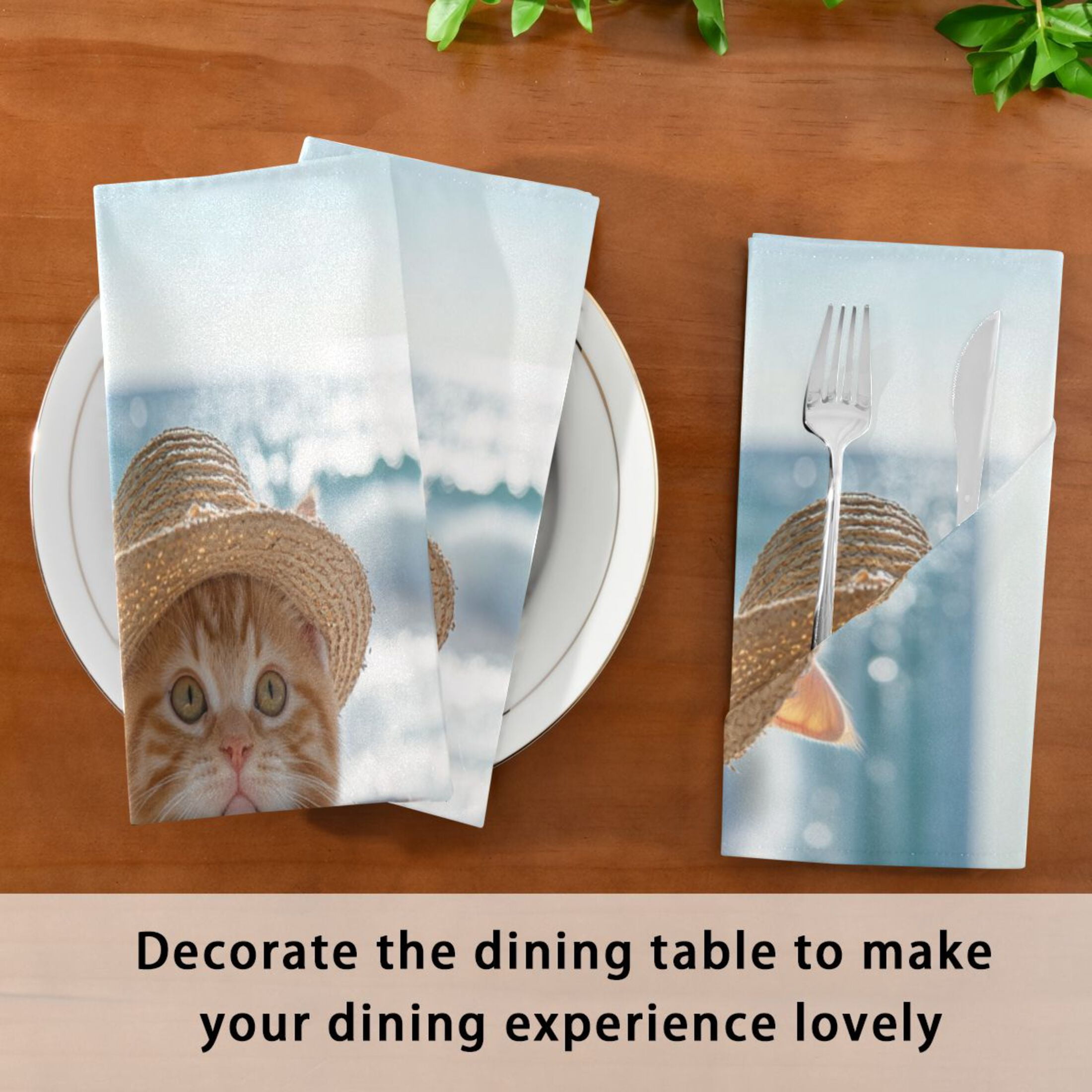 Satin Native Fab Cotton Dinner Napkin Cats on Beach Reusable - Walmart.com